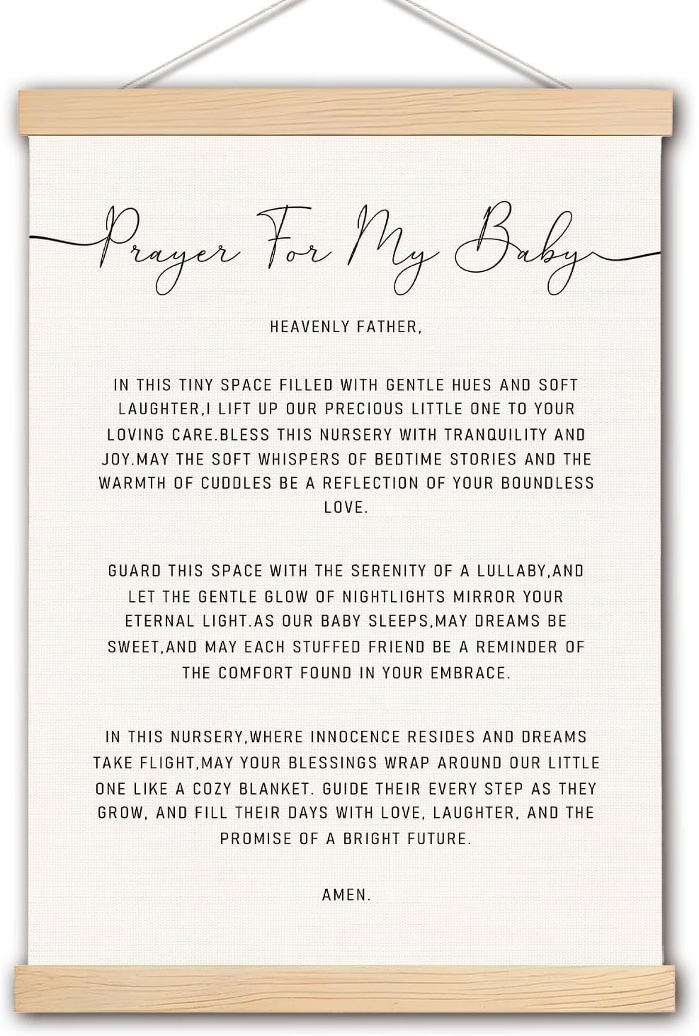 AatoeaX Heartfelt Prayer for My Baby Scroll, Nursery - Themed, Linen ...