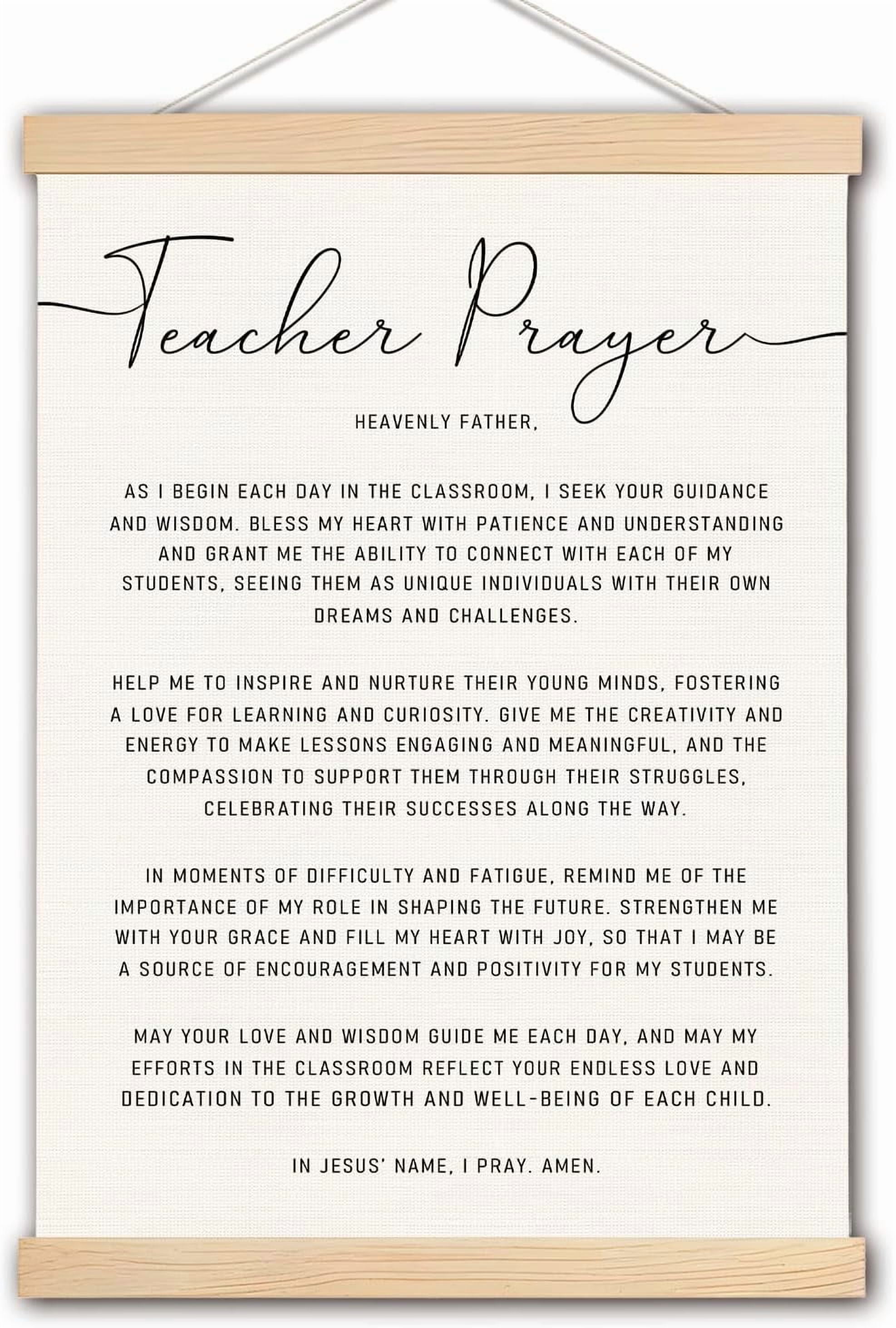 AatoeaX Heartfelt Teacher Prayer Scroll, Linen Canvas, Classroom ...
