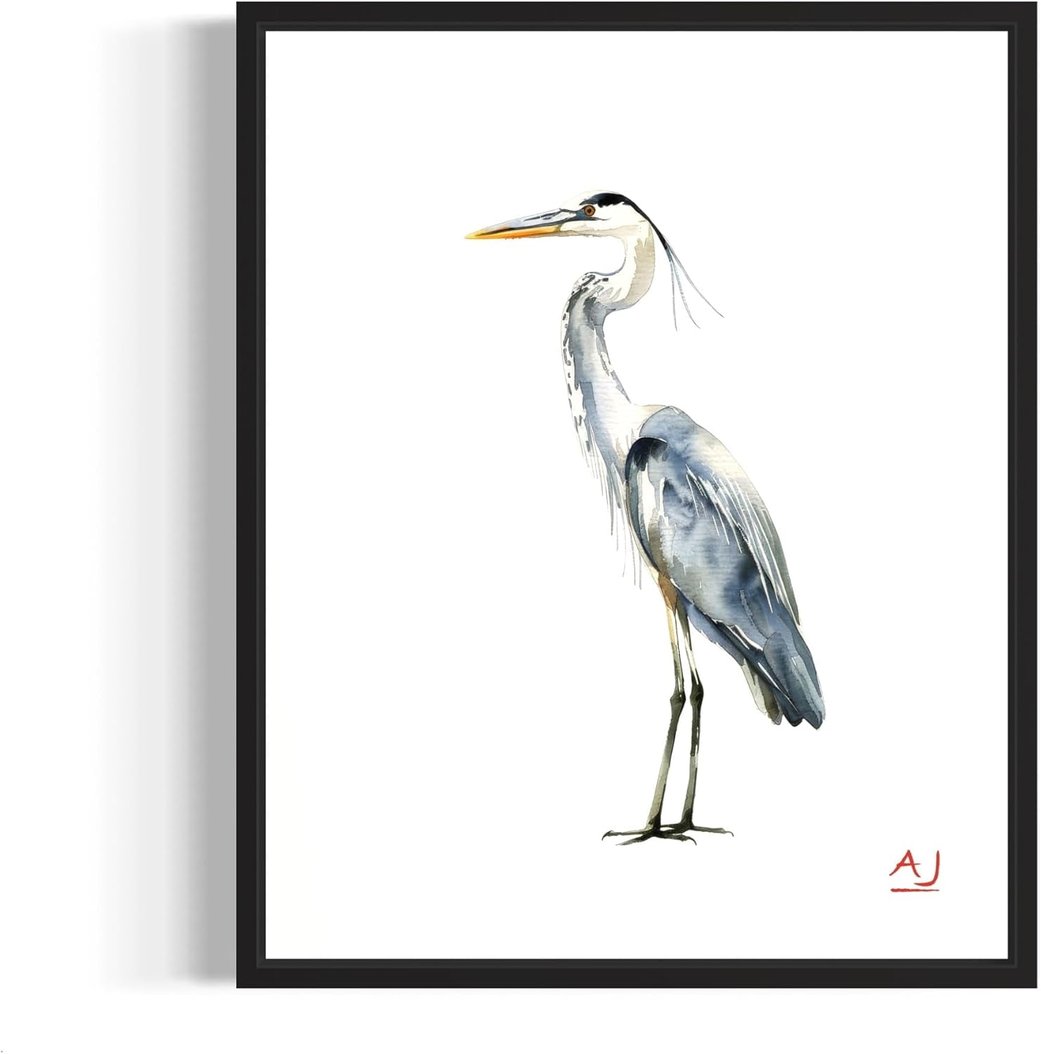 AatoeaX Heron Art Print Poster, Bird Watercolor Painting, Nature Animal ...