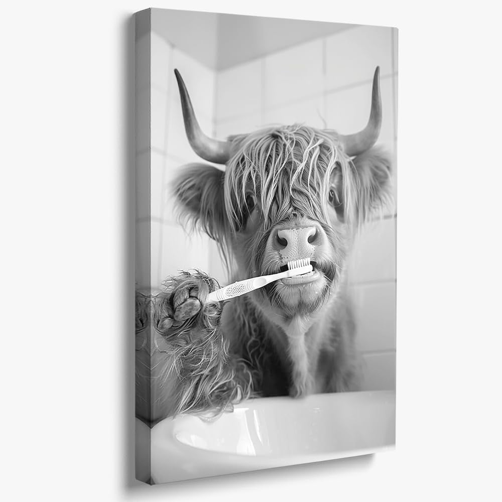 AatoeaX Highland Cow Bathroom Decor Wall Art,Farmhouse Bathroom Wall ...