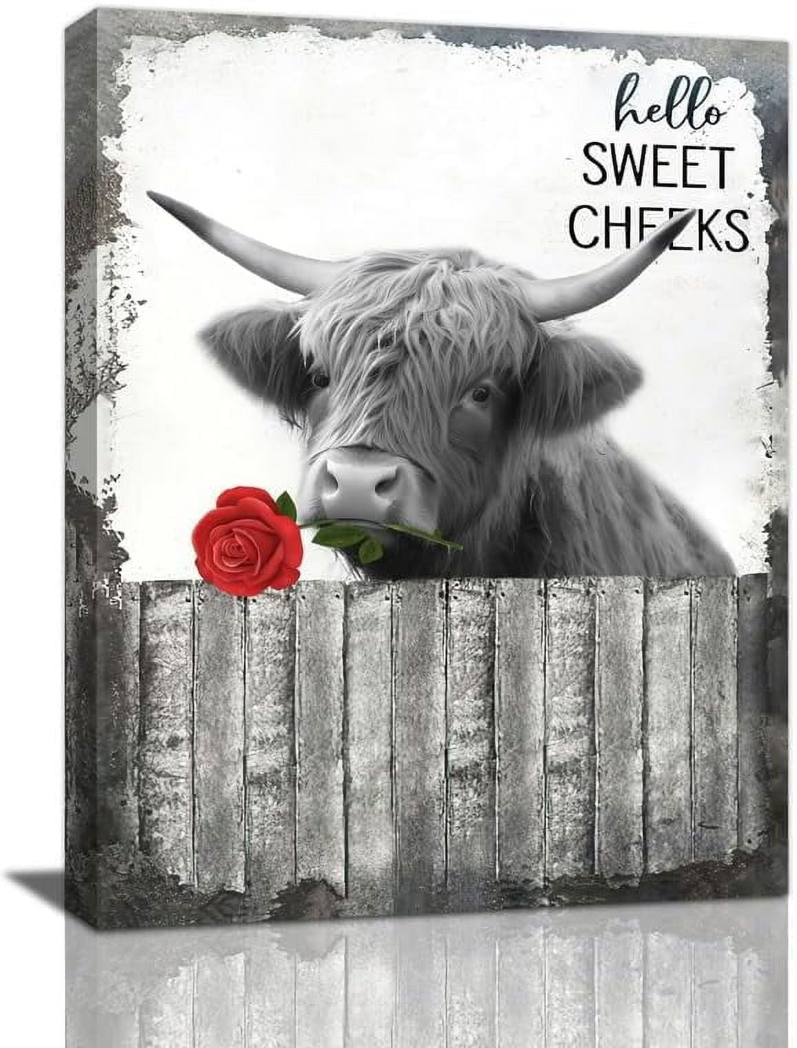 AatoeaX Highland Cow Bathroom Decor Wall Art Hello Sweet Cow Poster ...