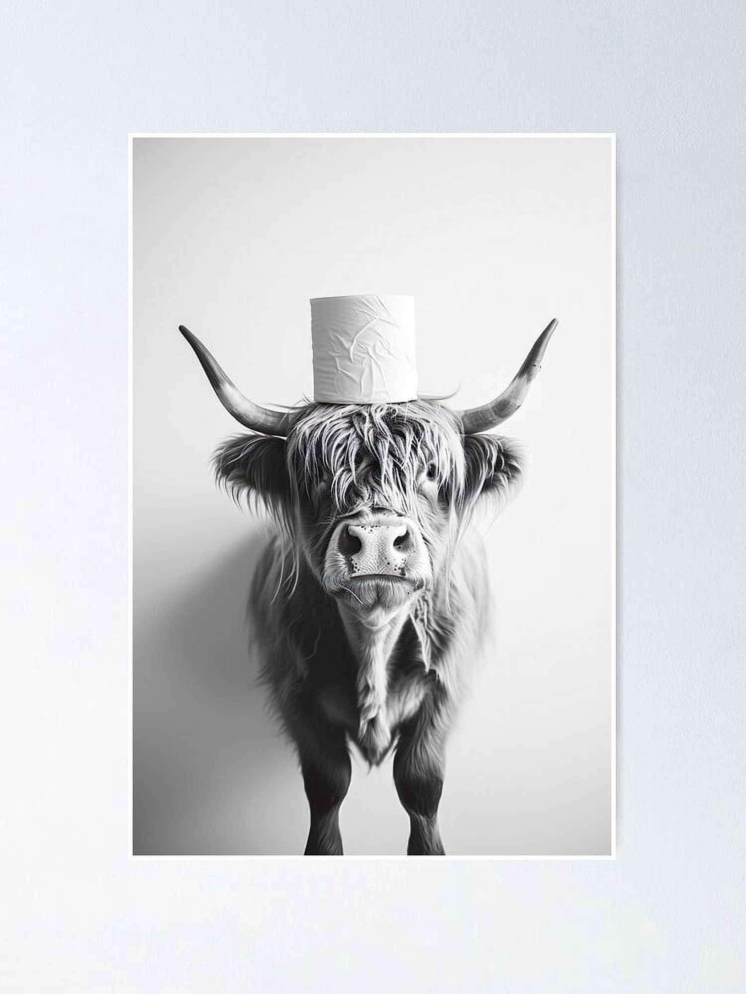 AatoeaX Highland Cow in Bathroom with Toilet Paper on Head Poster ...