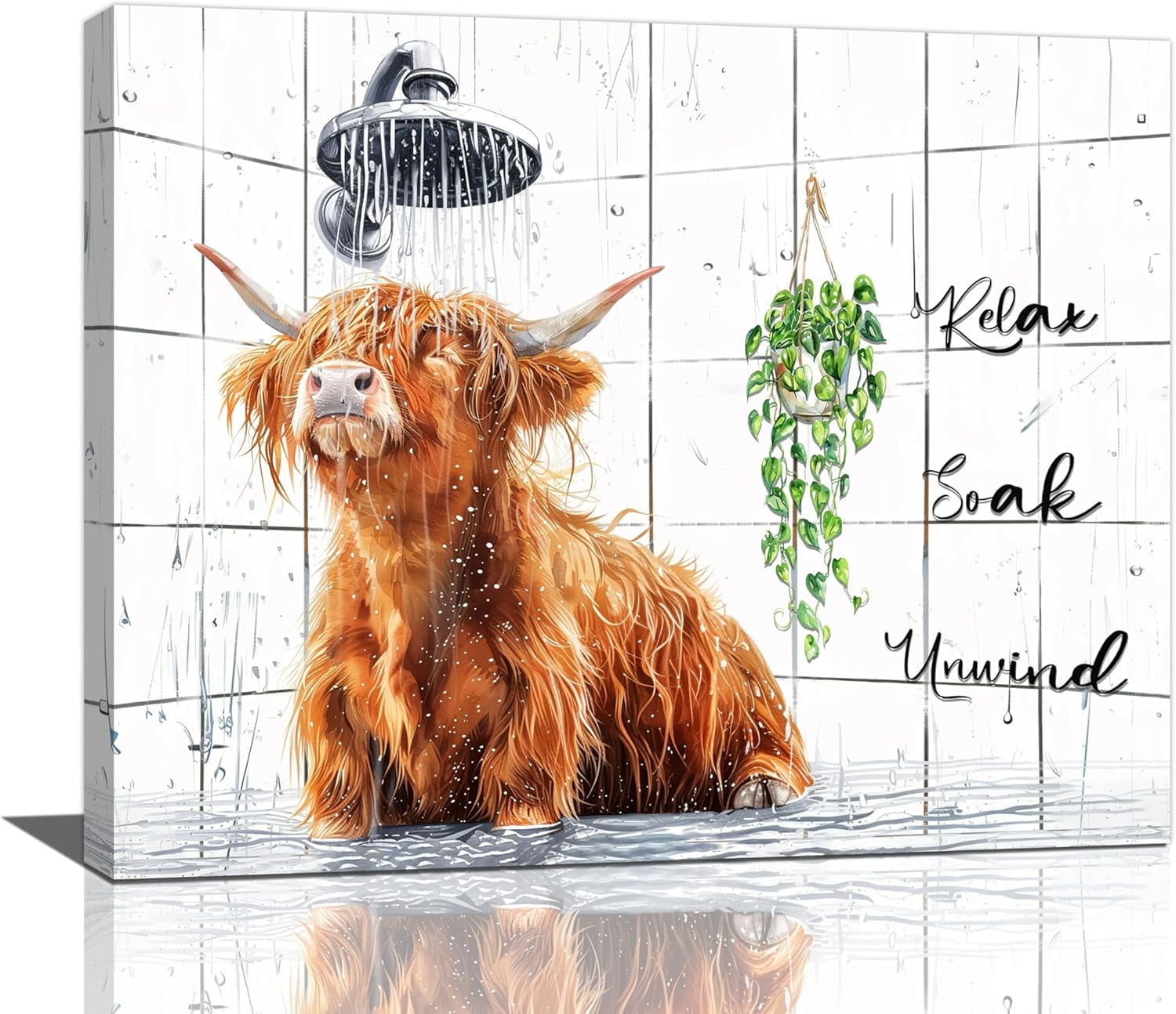 AatoeaX Highland Cow Bathroom Wall Art Cattle In Shower Bathroom ...