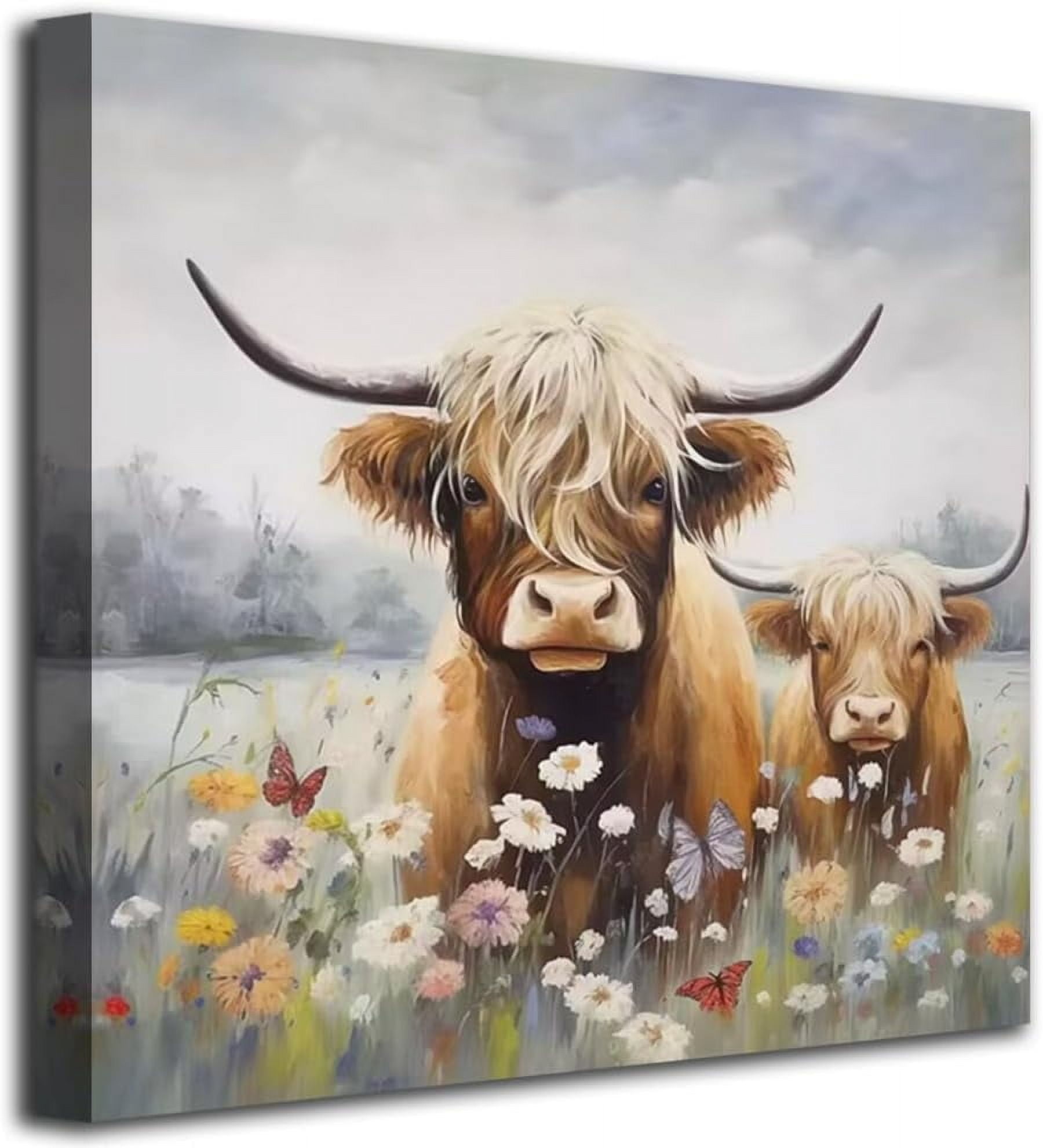 AatoeaX Highland Cow Bathroom Wall Art Rustic Farmhouse Picture Animal ...