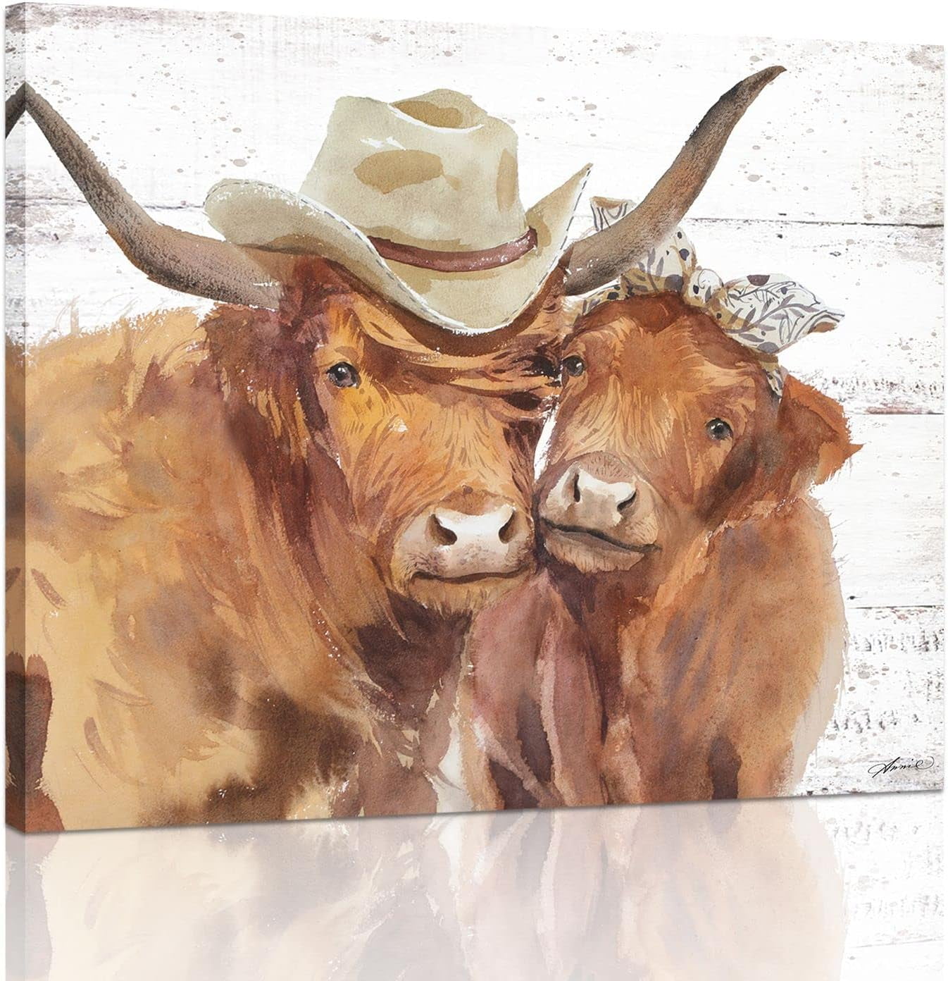 AatoeaX Highland Cow Farmhouse Wall Art: Rustic Cow Picture for Country ...