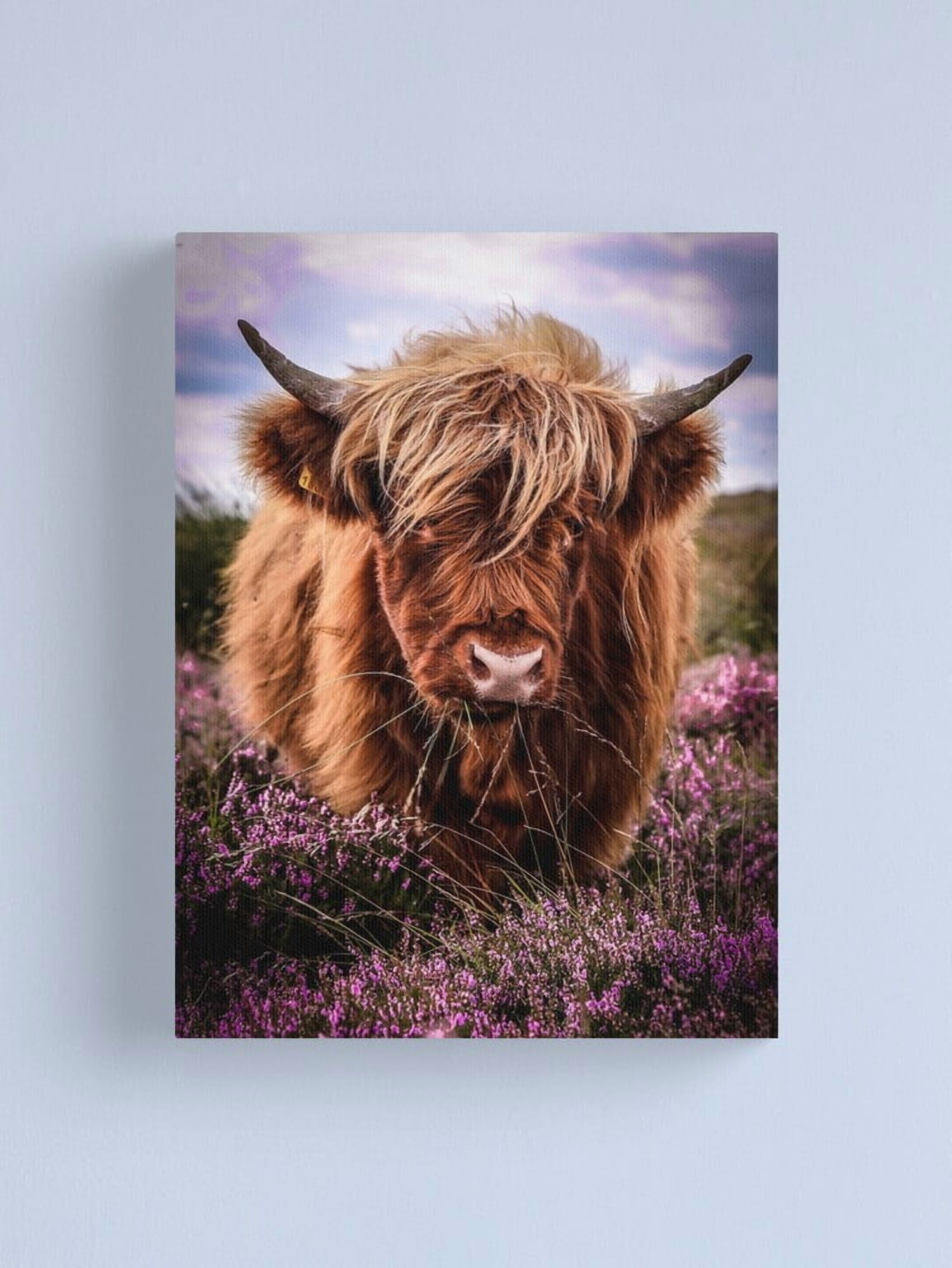AatoeaX Highland Cow in the Heather Canvas Print Modern Wall Art Canvas ...