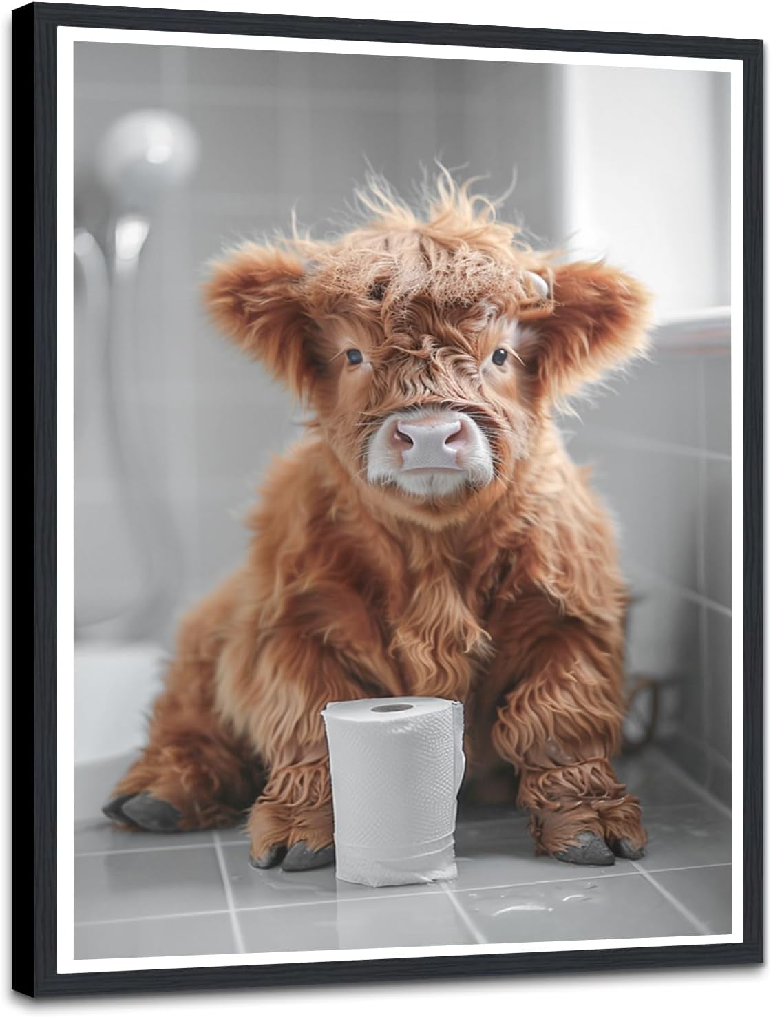 AatoeaX Highland Cow Wall Art Funny Cow Picture Wall Decor Cute Cow ...