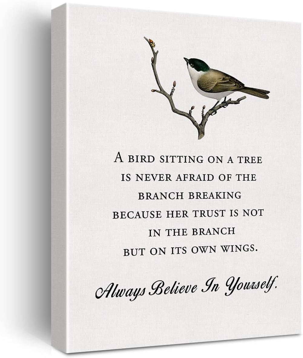 AatoeaX Home Wall Art a Bird Sitting on a Tree is Never Afraid Canvas ...