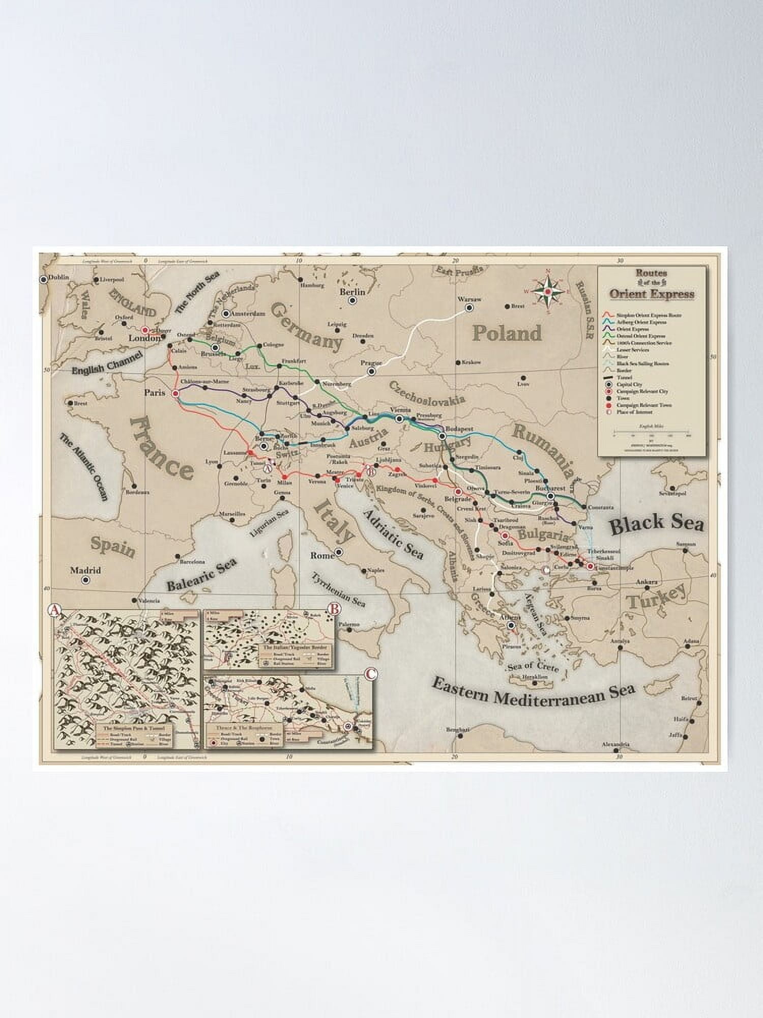 AatoeaX Horror on the Orient Express - Route Map Poster Modern Wall Art ...