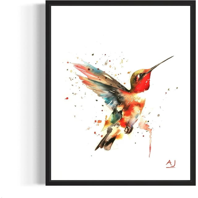 AatoeaX Hummingbird Art Print Poster, Bird Watercolor Painting, Nature ...