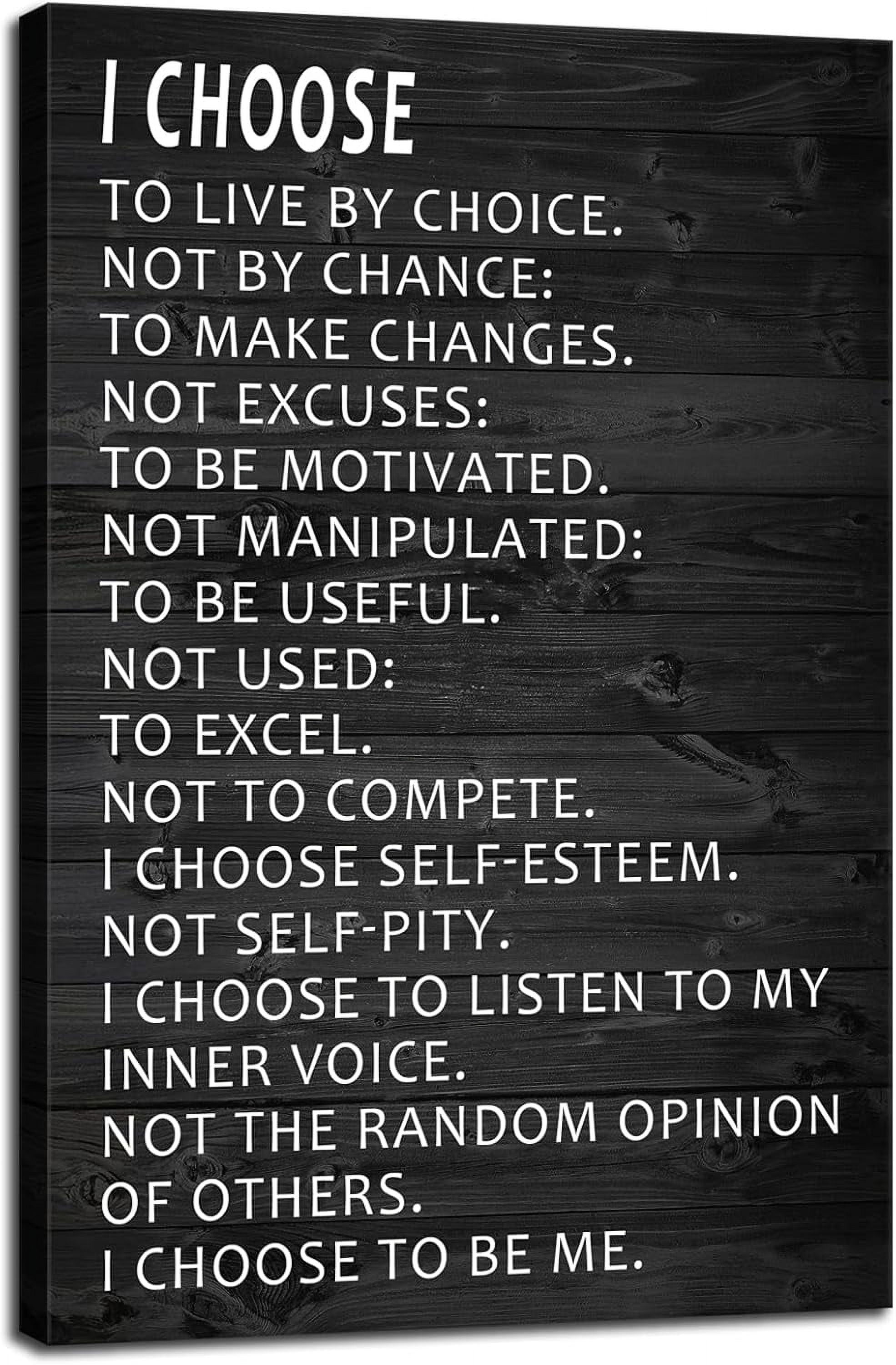 AatoeaX I Choose to Live by Choice Motivational Canvas Wall Art ...