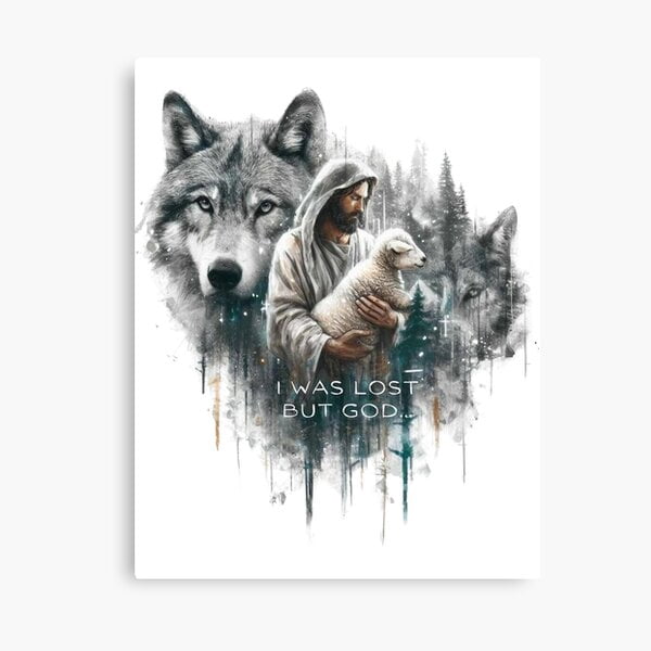 AatoeaX I Was Lost, But God. Jesus With A Sheep Art, Wolf Background ...