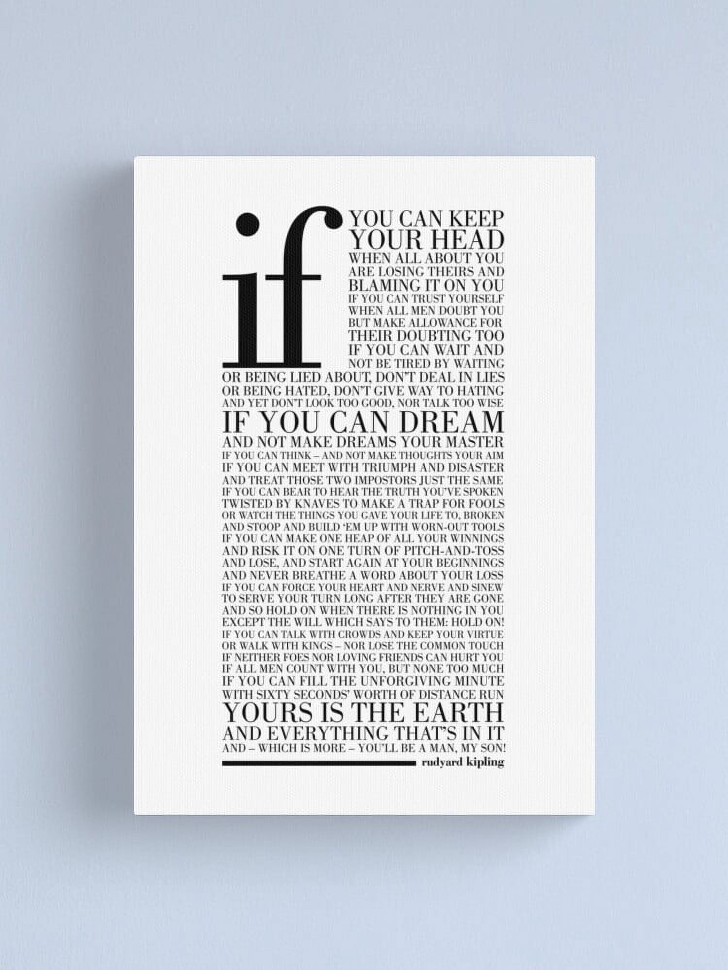 AatoeaX If by Rudyard Kipling (Black) Canvas Print Aesthetic Home Decor ...