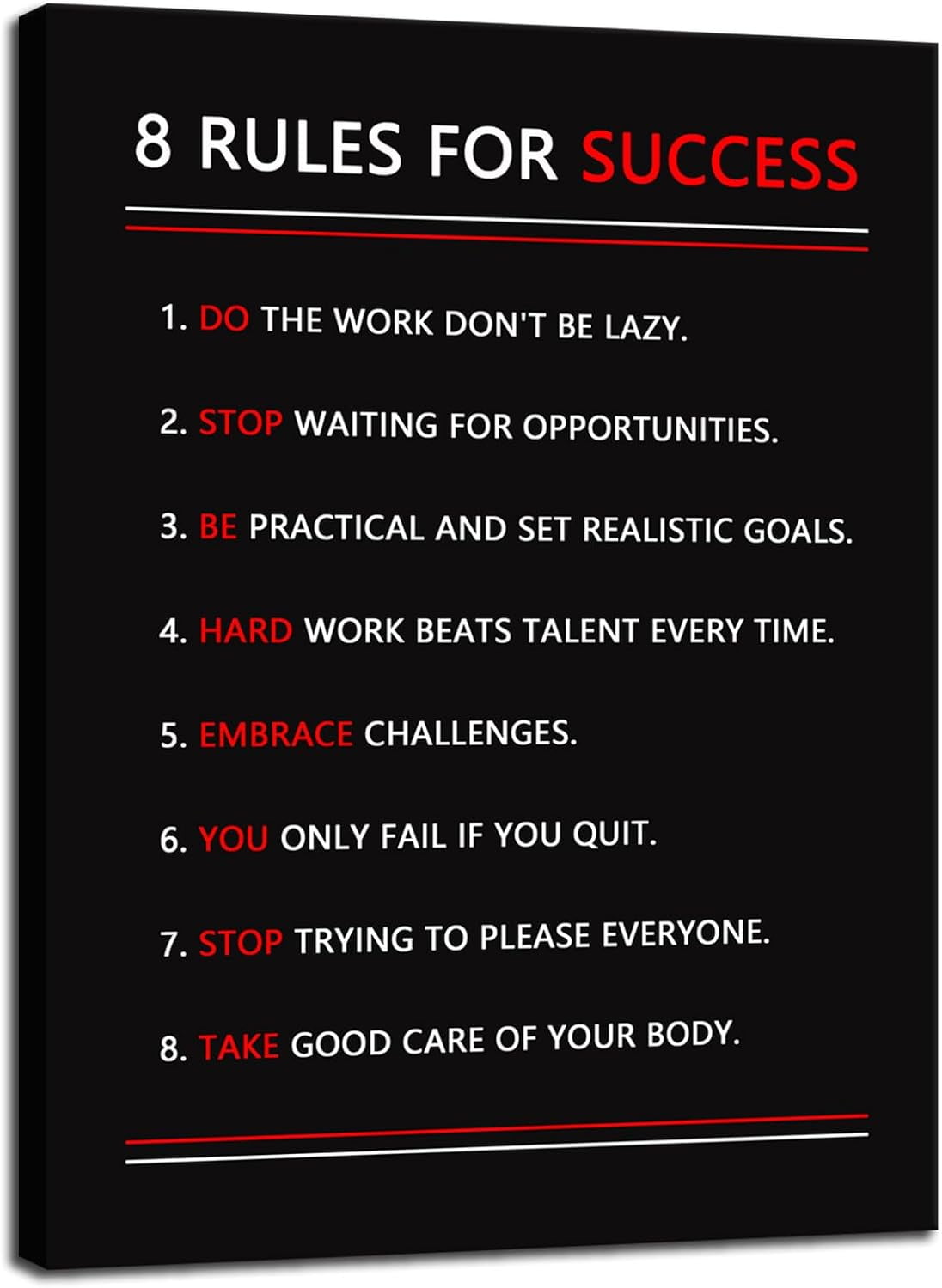 AatoeaX Inspirational 8 Rules For Success Print Wall Art for Office ...