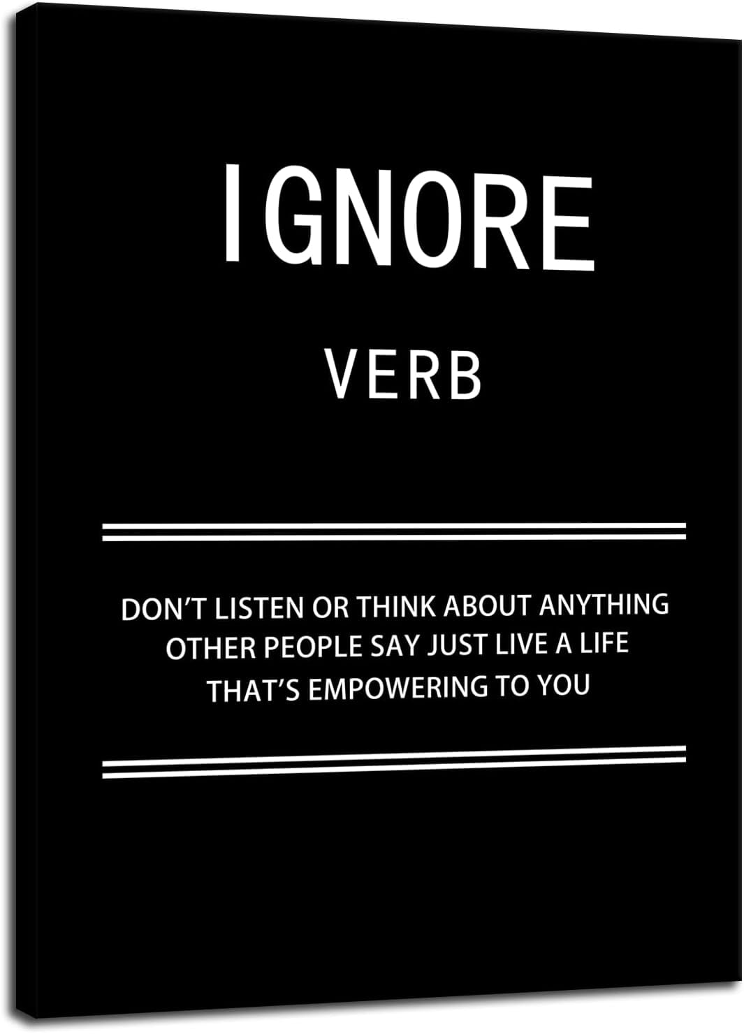 AatoeaX Inspirational Canvas Wall Art for Office Ignore Verb ...