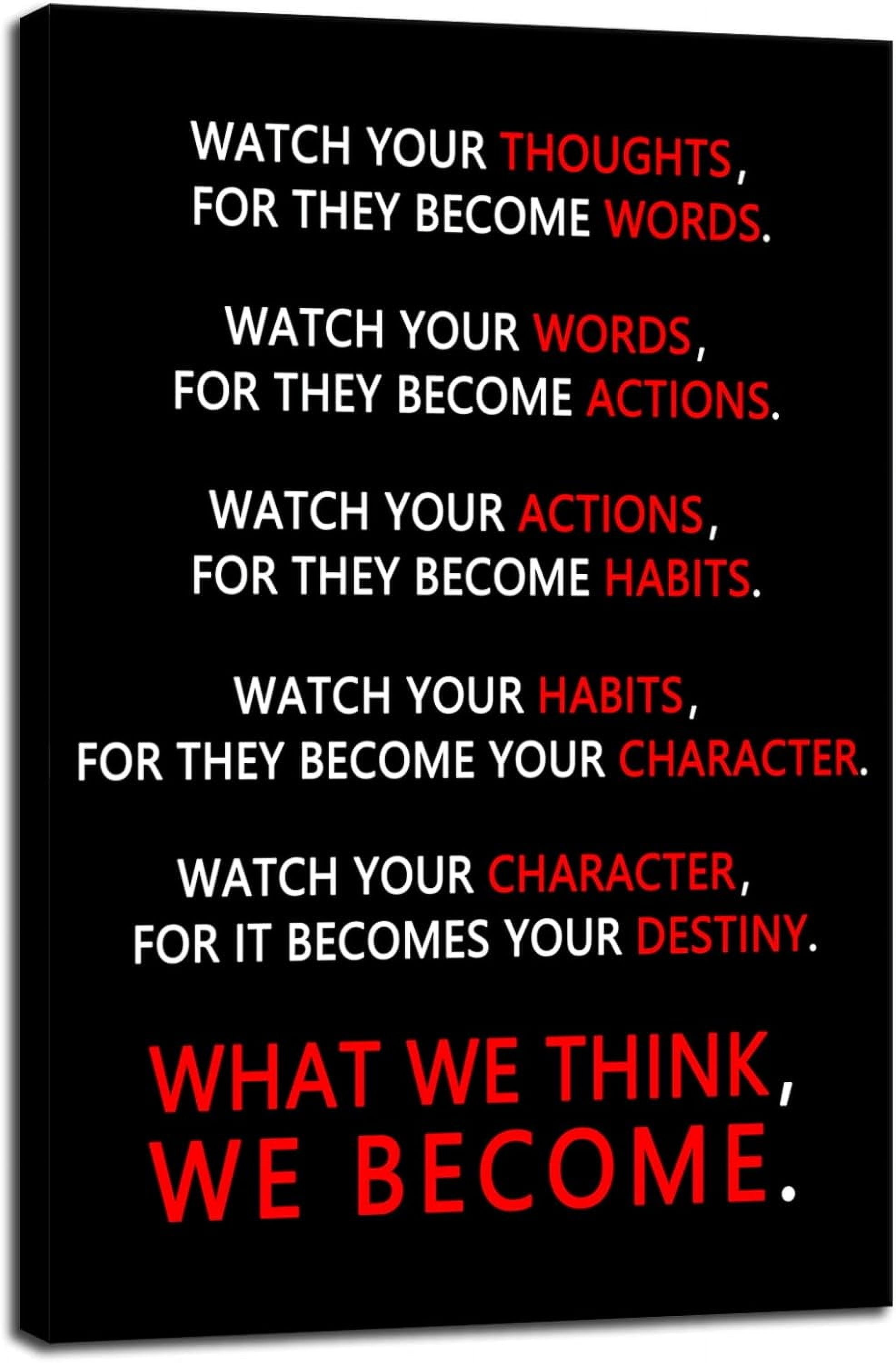 AatoeaX Inspirational Wall Art Watch Your Thoughts Poster Motivational ...
