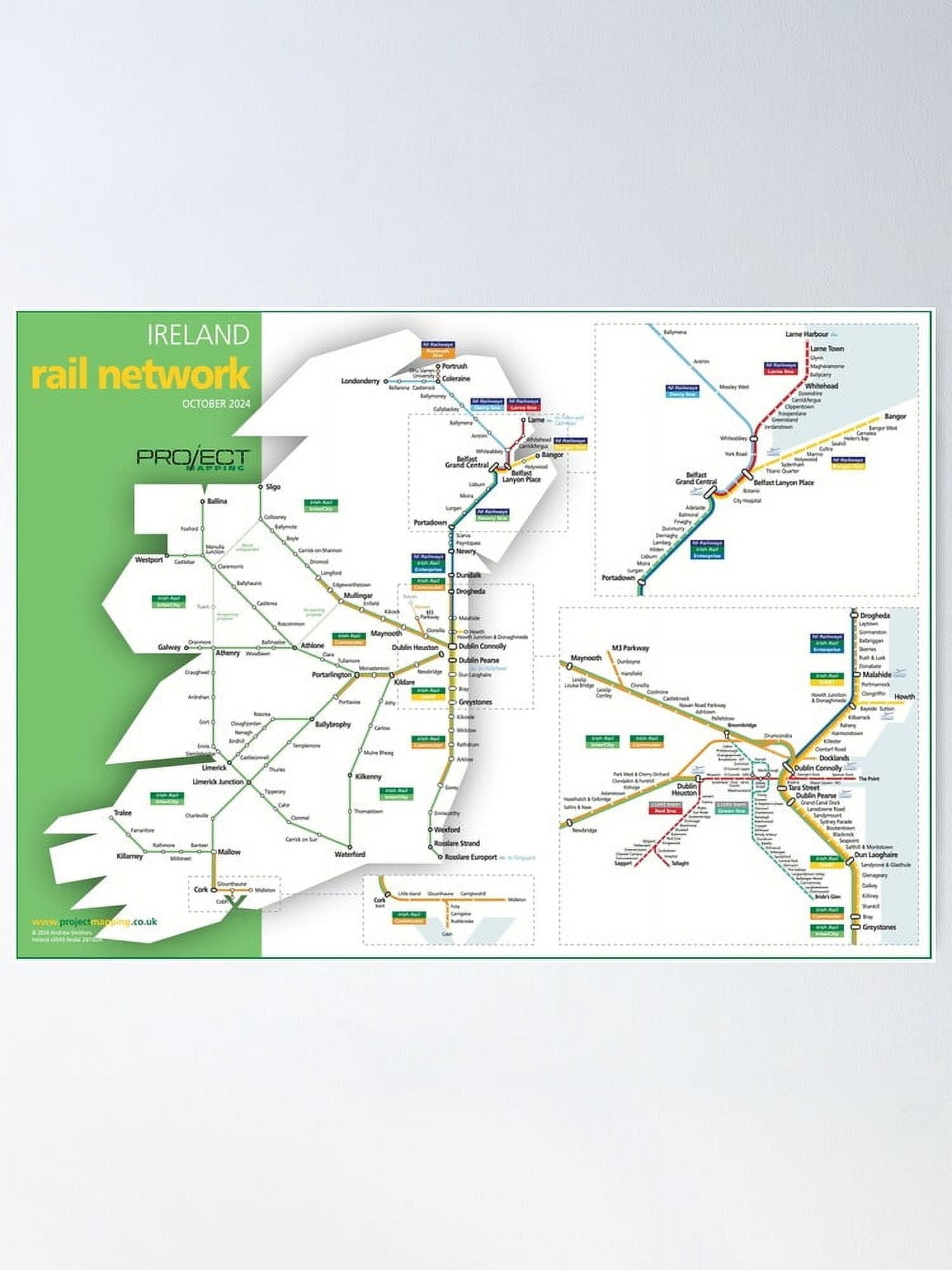 AatoeaX Ireland rail train map Poster Aesthetic Home Decor – Perfect ...