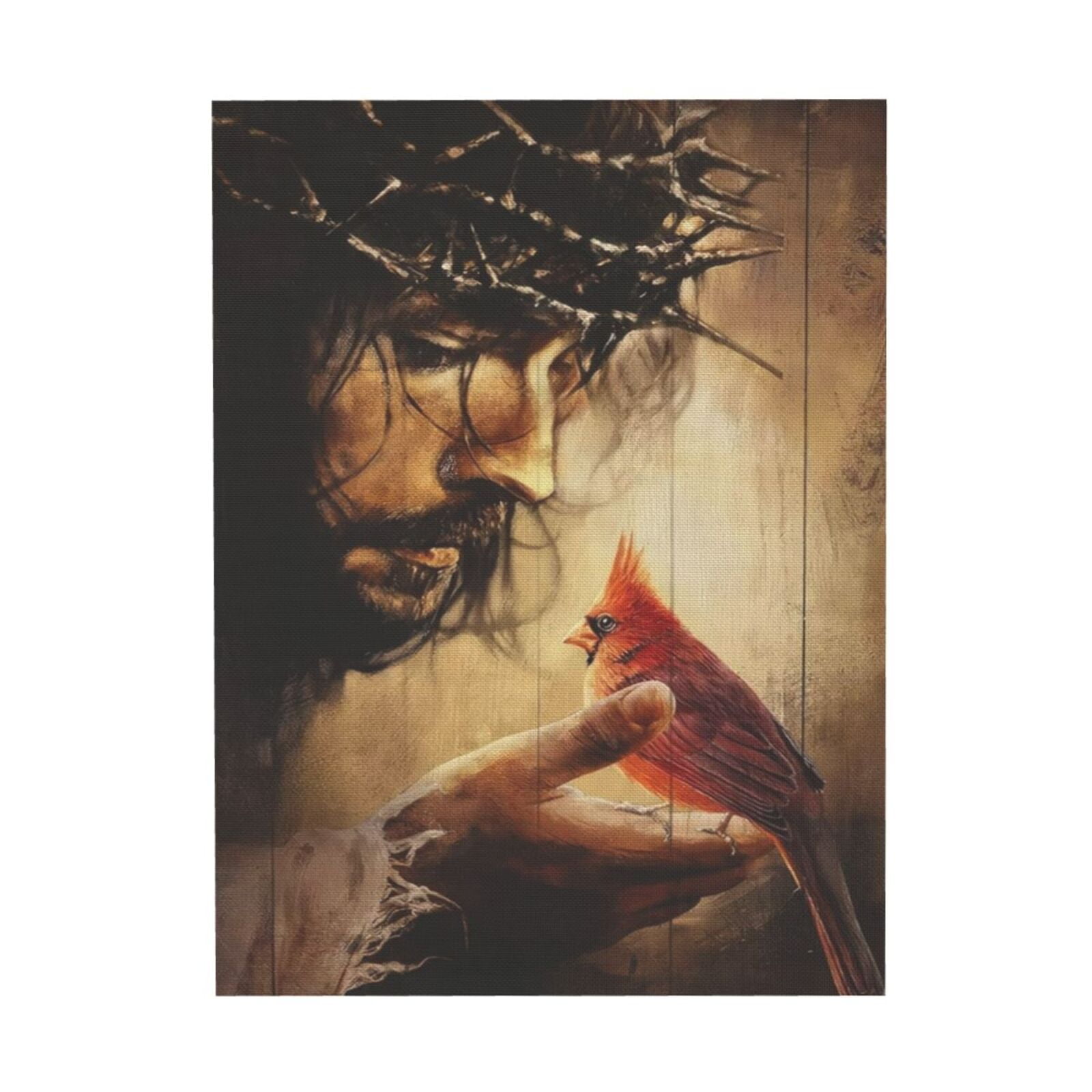 AatoeaX Jesus Canvas Wall Art Christian Decor With Red Birds Cardinal ...