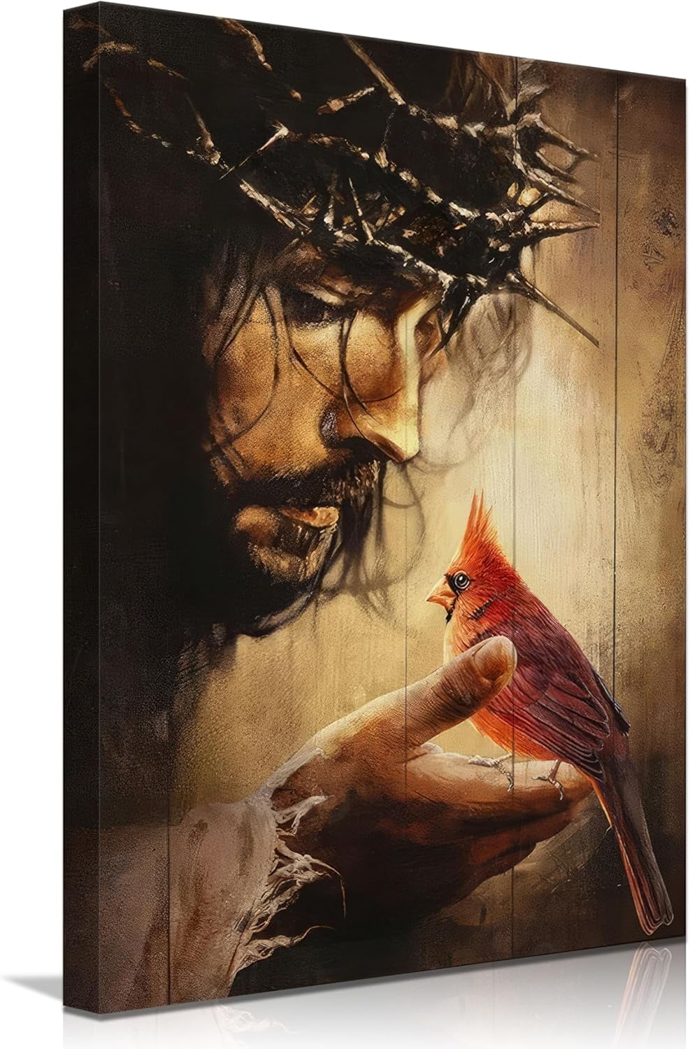 AatoeaX Jesus Canvas Wall Art Christian Decor With Red Birds Cardinal ...