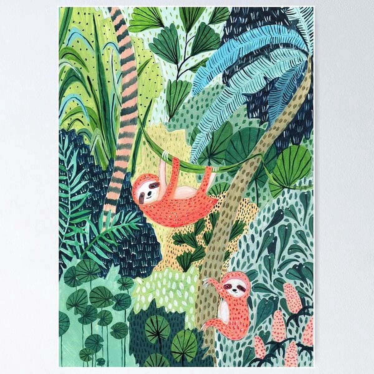 AatoeaX Jungle Sloth Family PosterAesthetic Home Decor – Perfect for ...