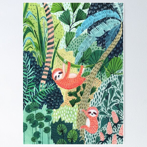 AatoeaX Jungle Sloth Family PosterAesthetic Home Decor – Perfect for ...