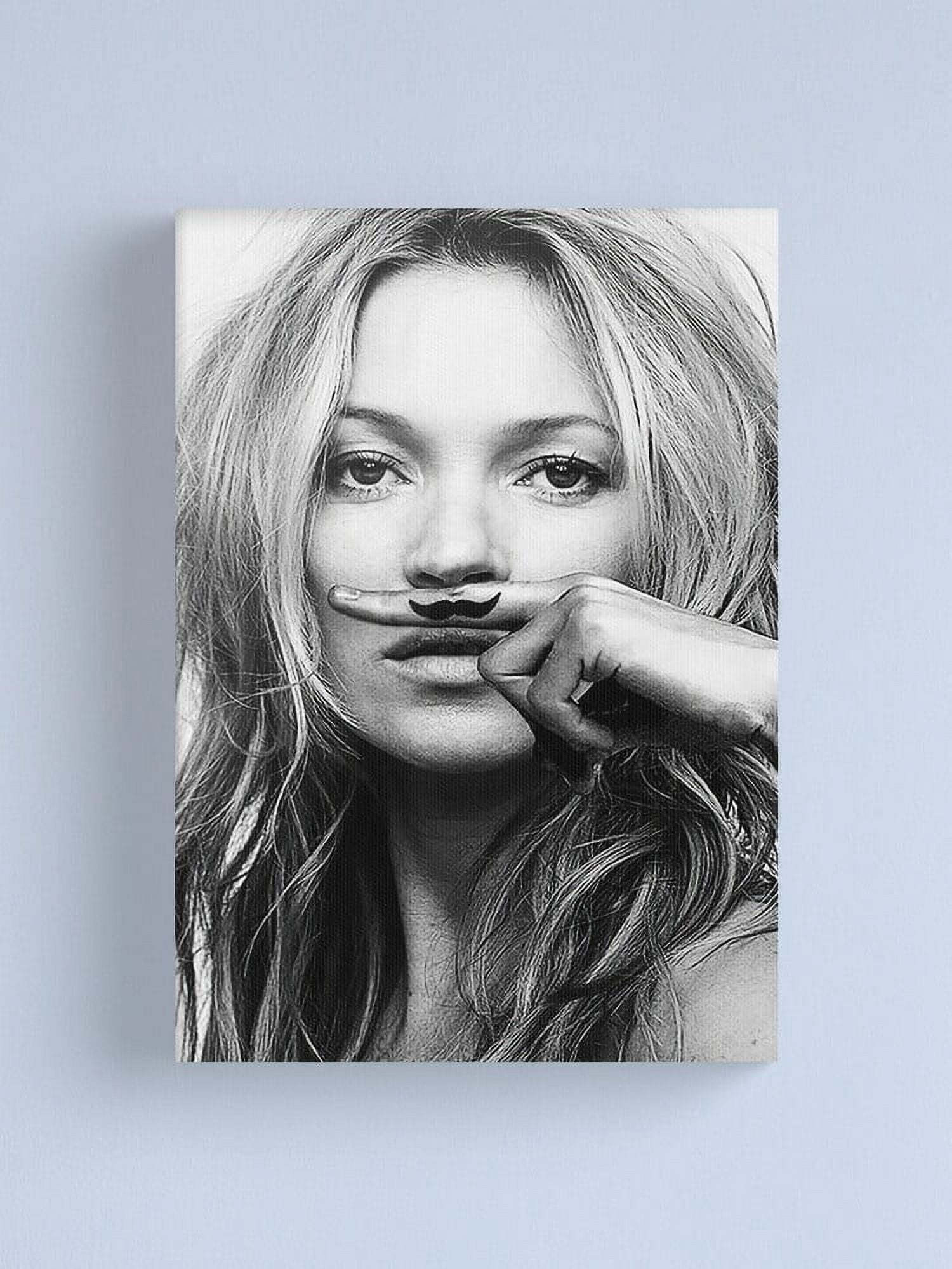AatoeaX Kate Moss, Mustache, Black and White Photograph Canvas Print ...
