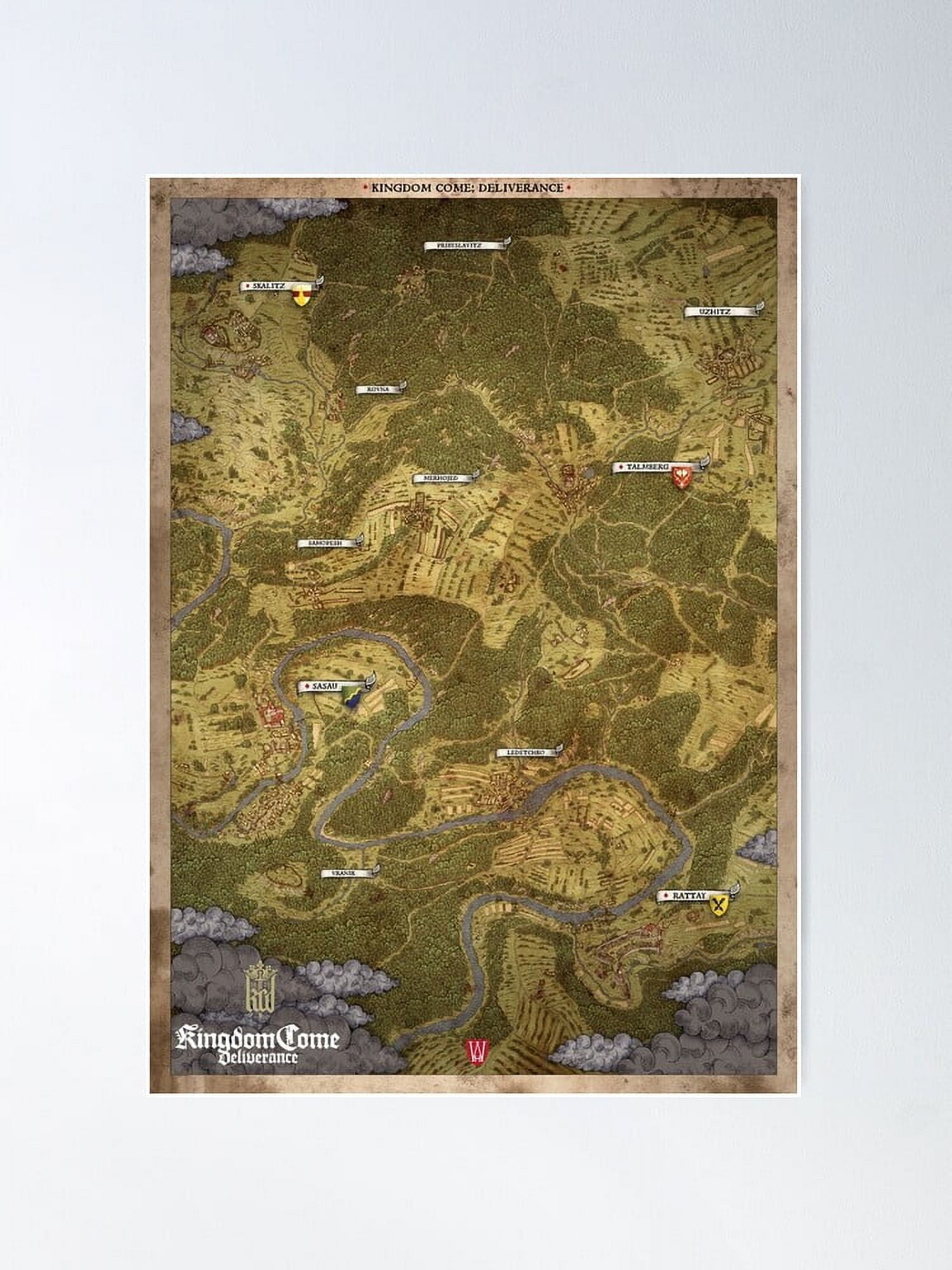 AatoeaX Kingdom Come Deliverance Map Poster Modern Wall Art Canvas Poster – Aesthetic Print for ...
