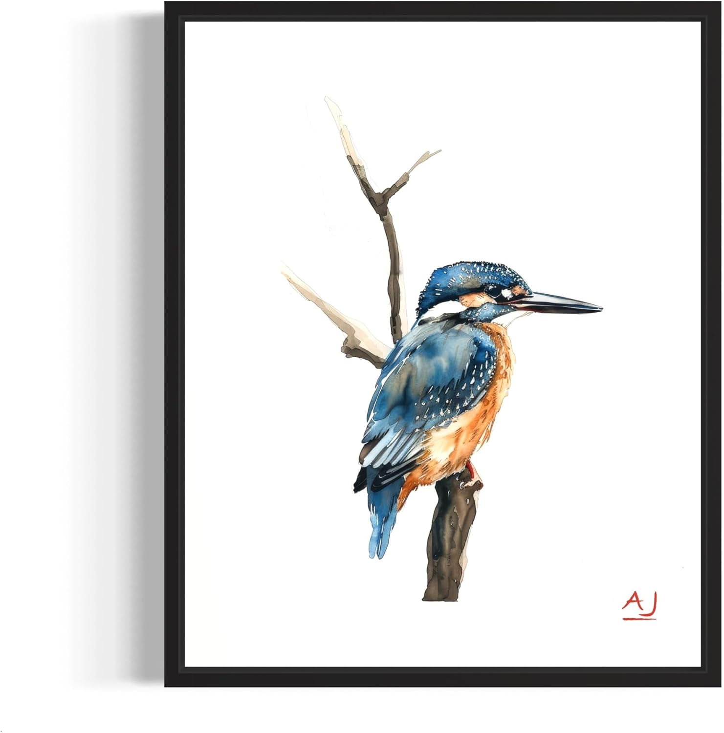 AatoeaX Kingfisher Art Print Poster, Bird Watercolor Painting, Nature ...