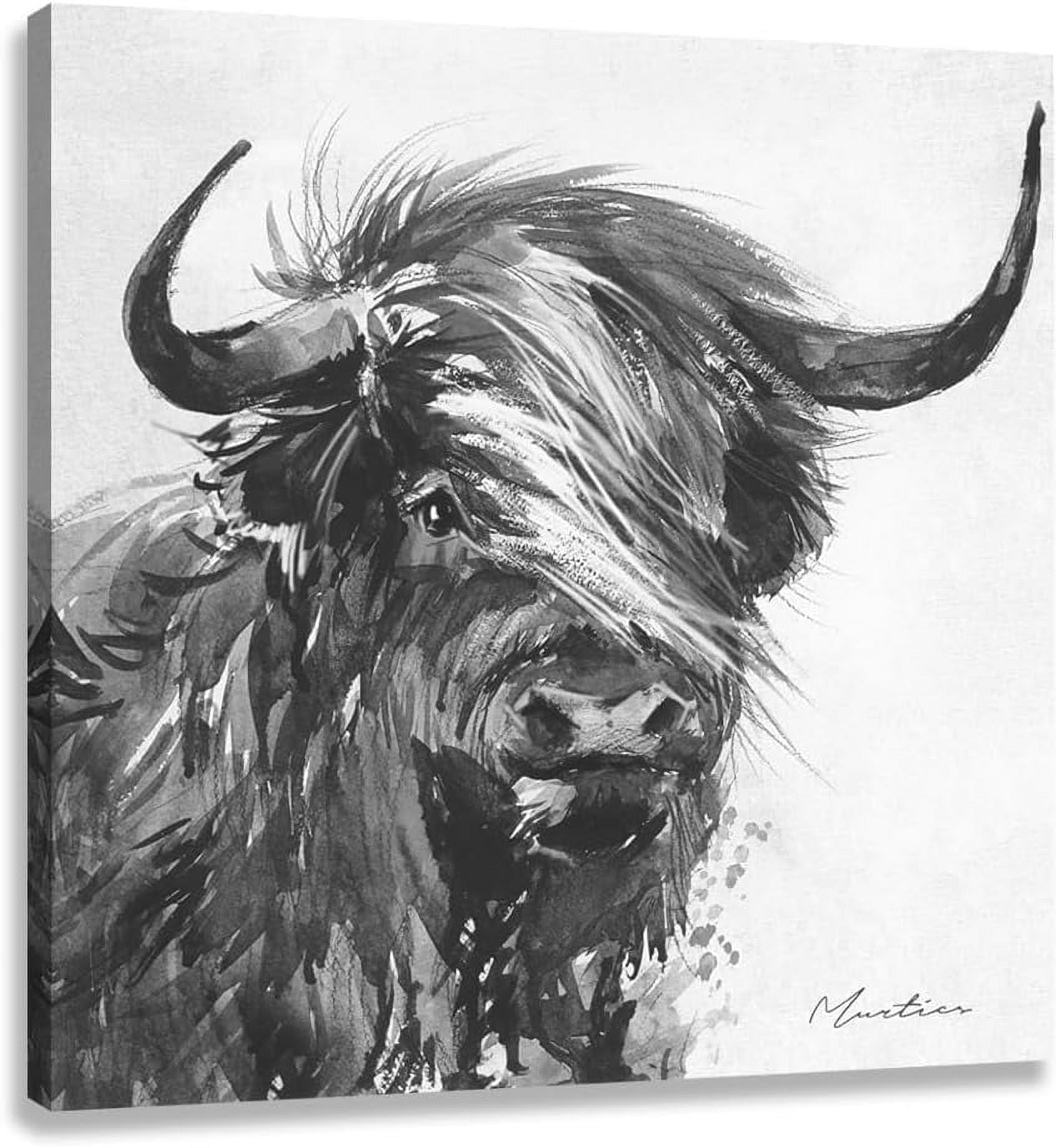 AatoeaX Kitchen Highland Cow Wall Art Black and White Rustic Farmhouse ...