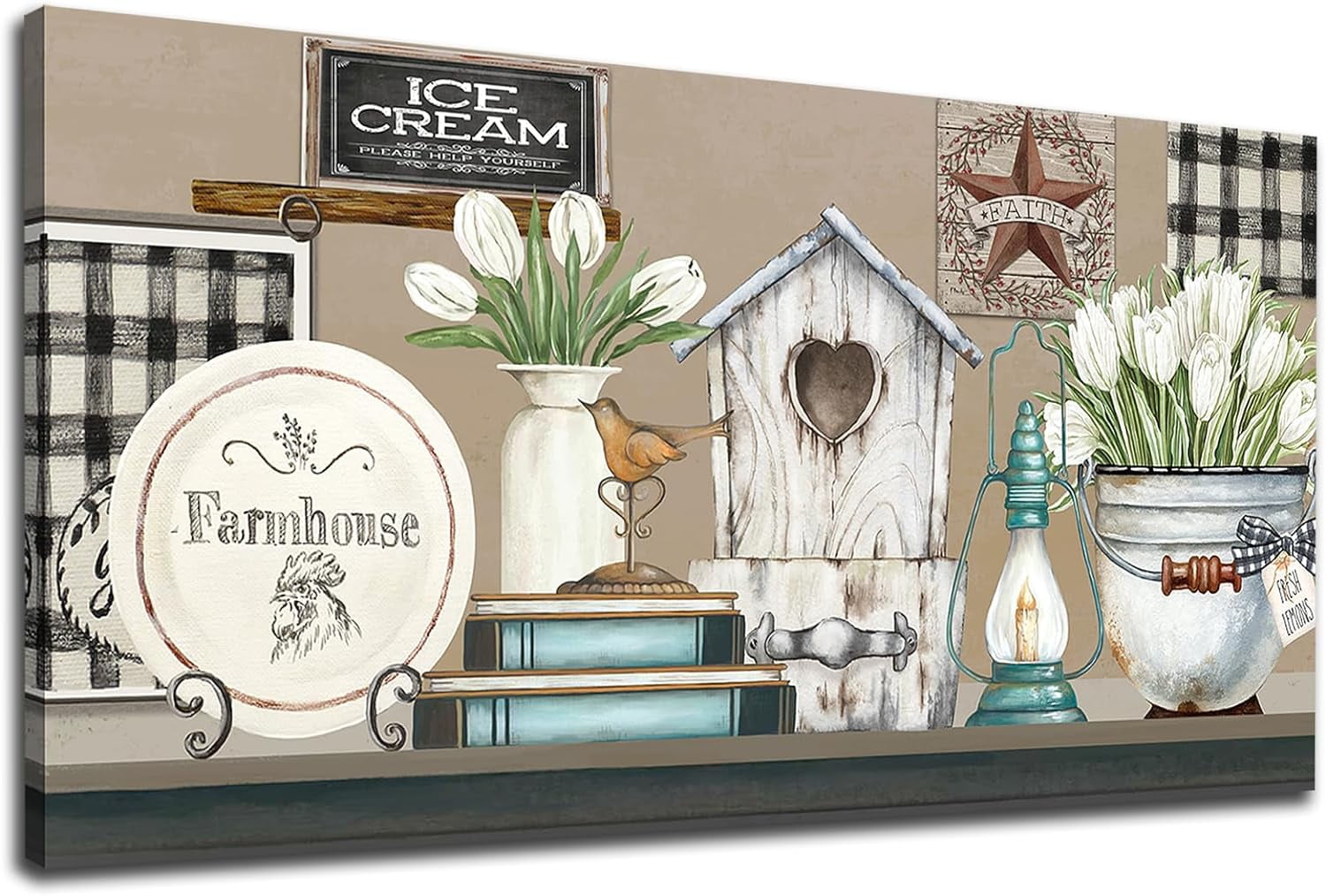 AatoeaX Kitchen Wall Art Canvas - Rustic Country Pictures Farmhouse ...