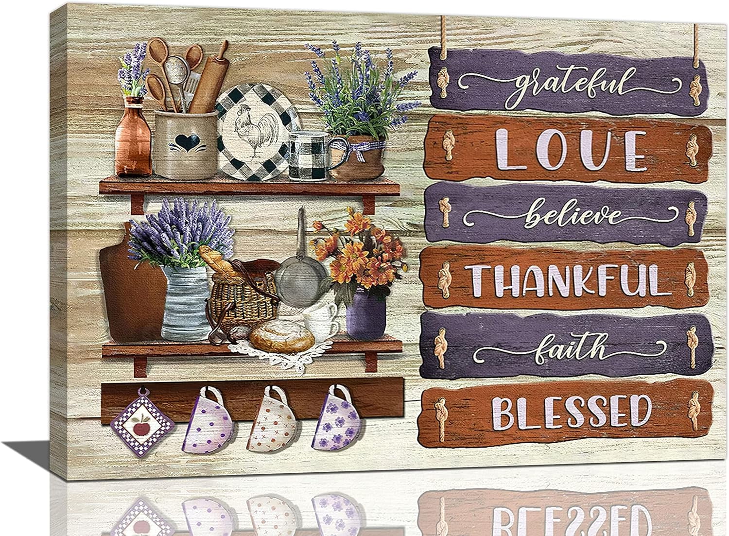 AatoeaX Kitchen Wall Art Farmhouse Kitchen Pictures Wall Decor Rustic ...