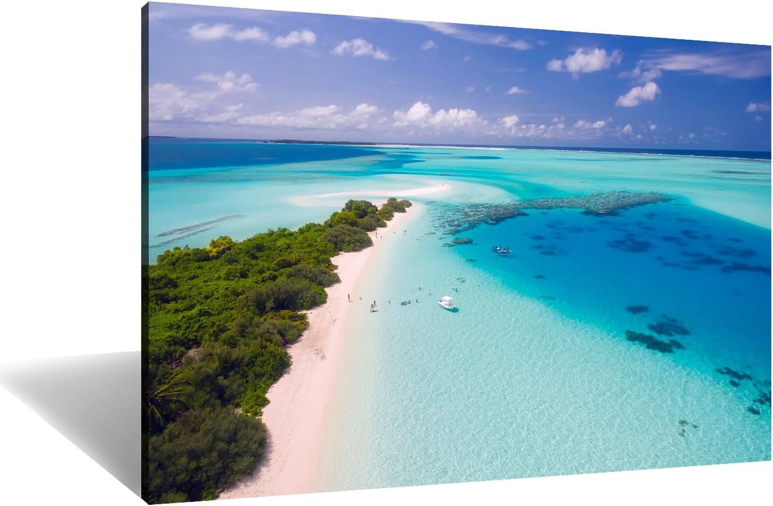 AatoeaX Landscape Canvas Wall Art Blue Sea and White Sand Seascape ...