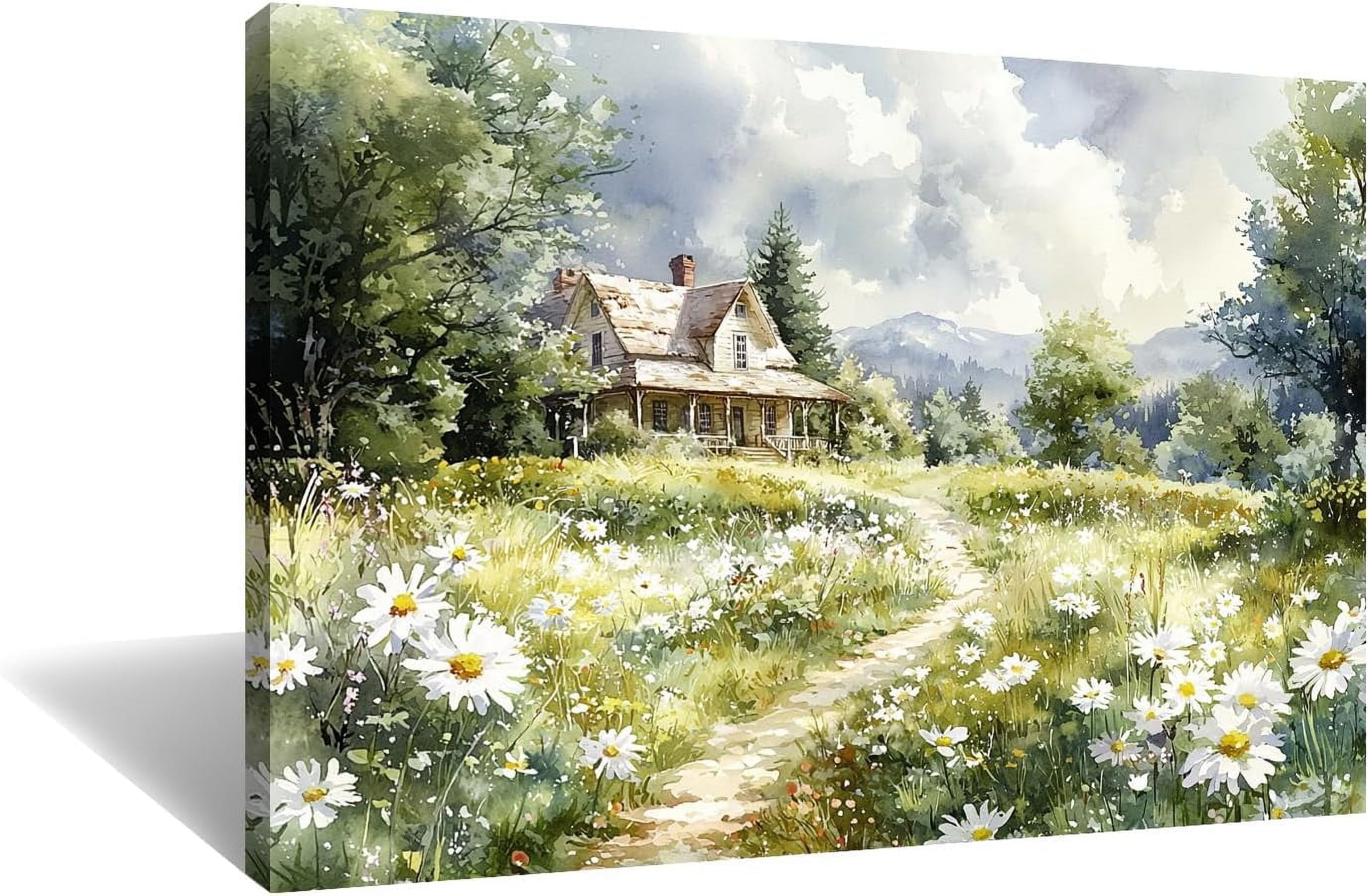 AatoeaX Landscape Wildflower Canvas Wall Art French Countryside Field ...