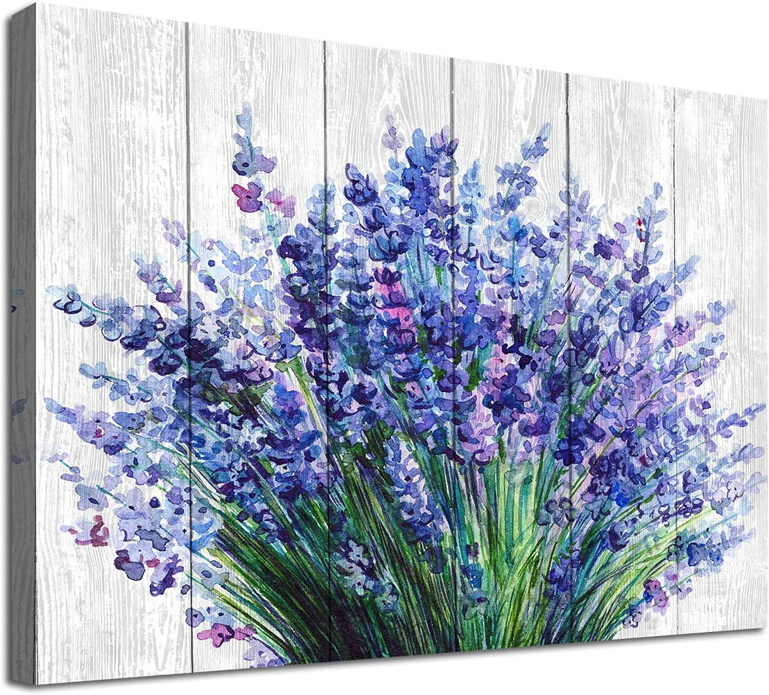 AatoeaX Lavender Wall Art Bathroom Decor Blue Flowers Canvas Picture ...