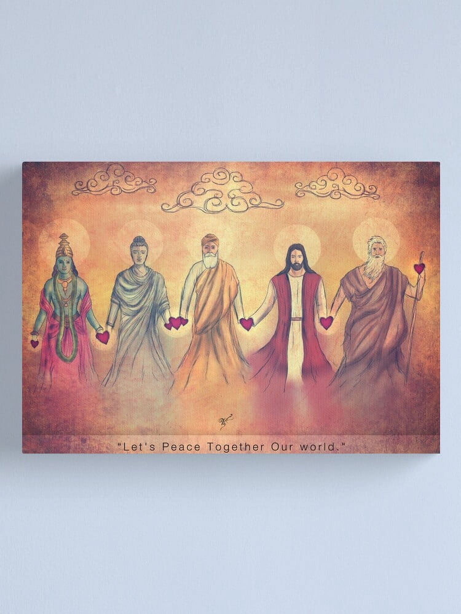 AatoeaX Lets 'Peace' Together Our world Canvas Print Modern Wall Art ...