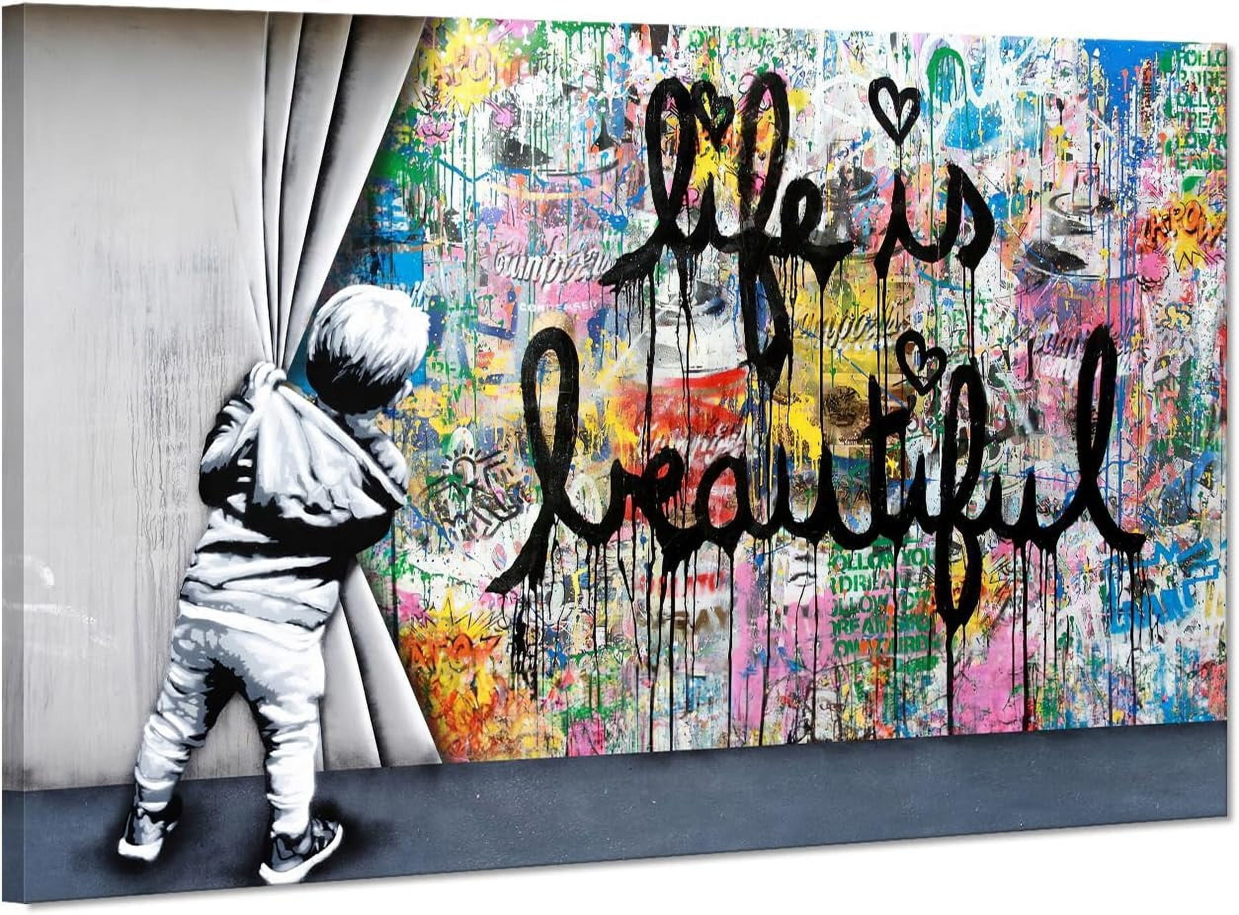 AatoeaX Life Is Beautiful Graffiti Wall Art Colorful Pop Art Behind the ...