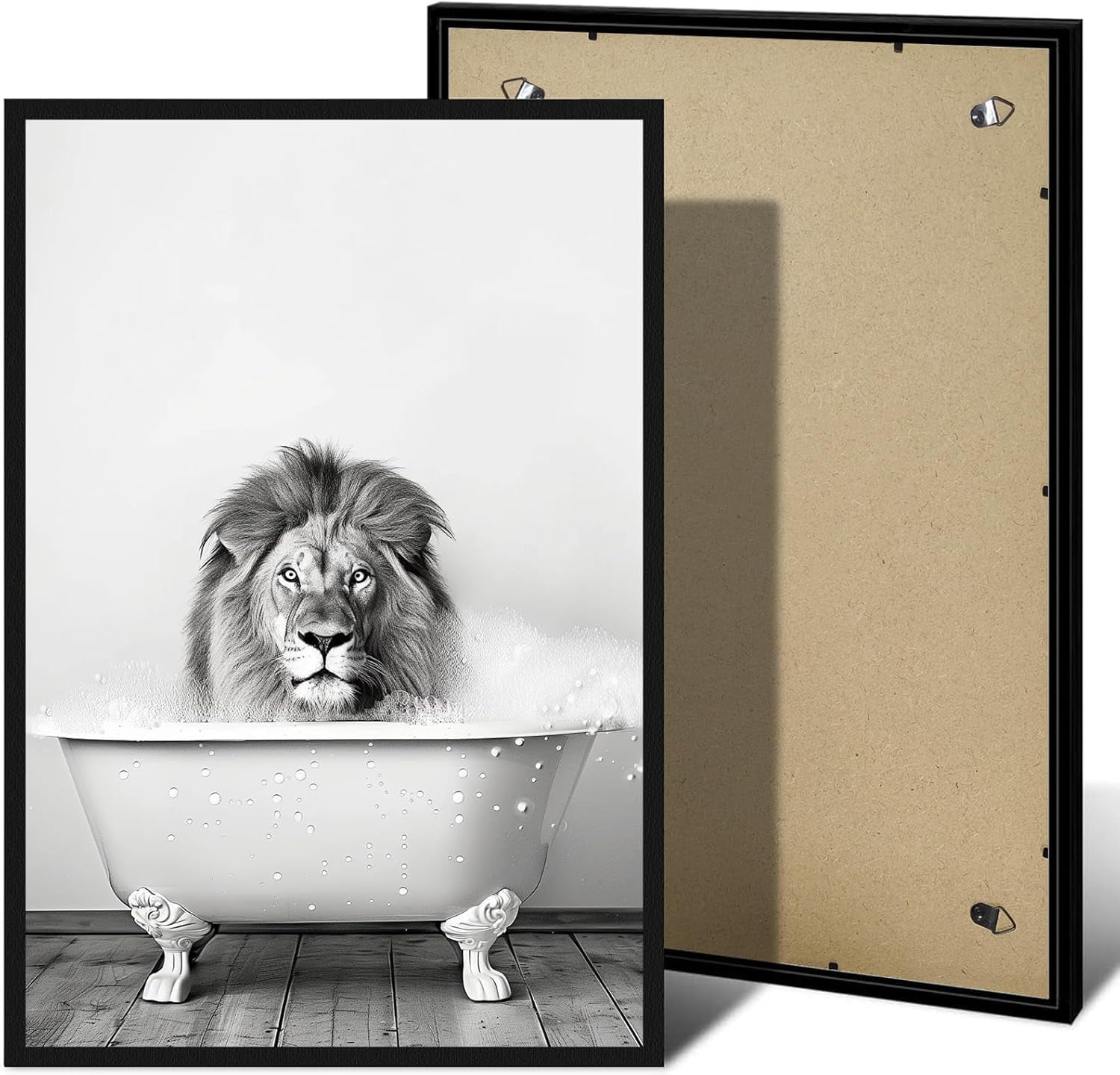AatoeaX Lion in Tub Canvas Art Poster black bathroom wall decor funny ...