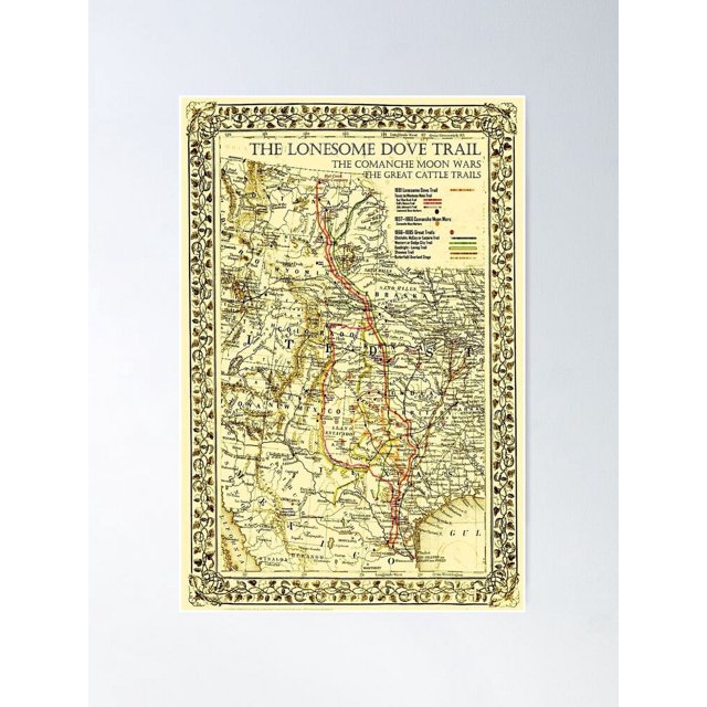 AatoeaX Lonesome Dove Trail Map to Montana Poster Aesthetic Home Decor ...