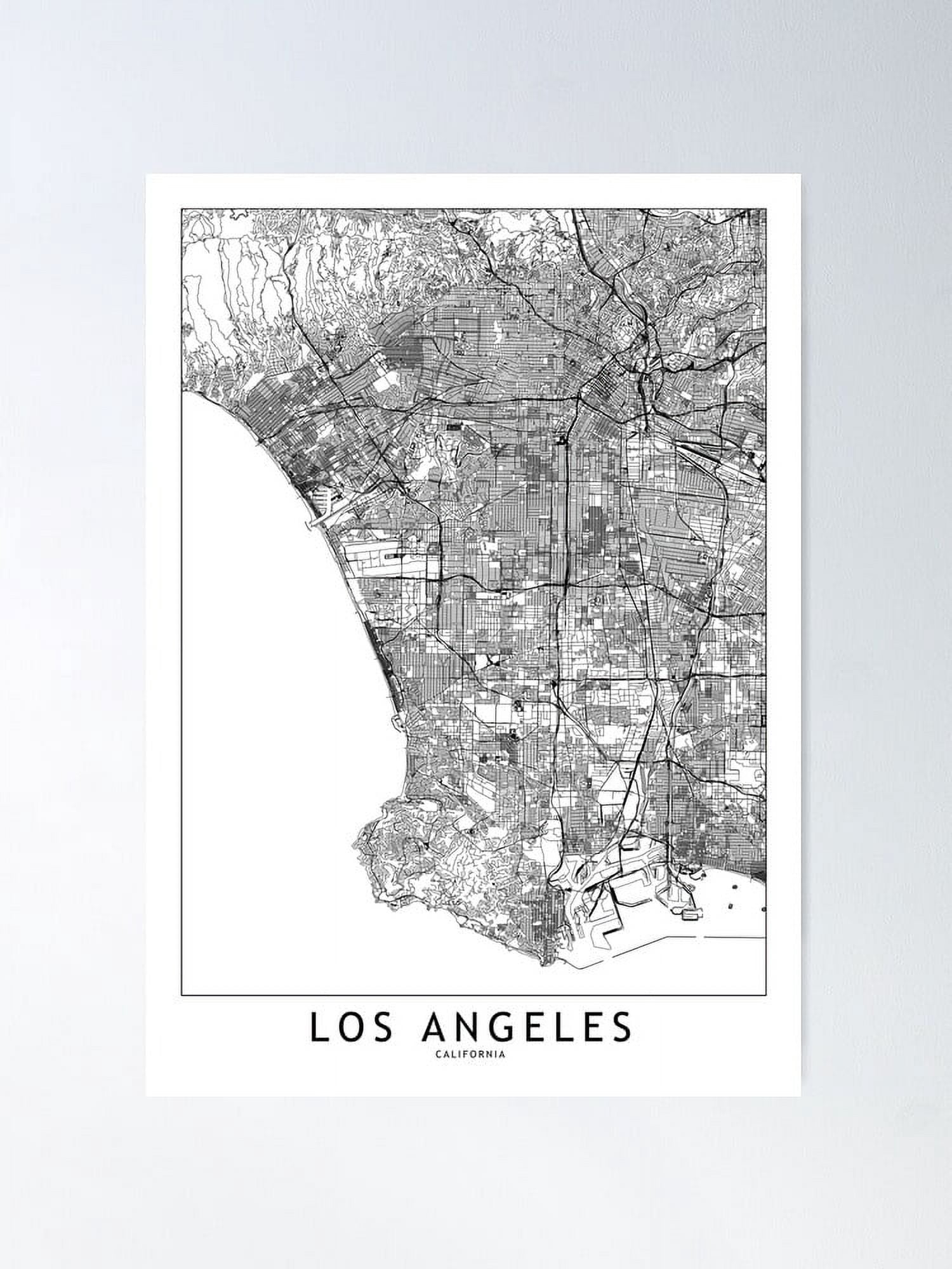 AatoeaX Los Angeles White Map Poster Modern Wall Art Canvas Poster ...