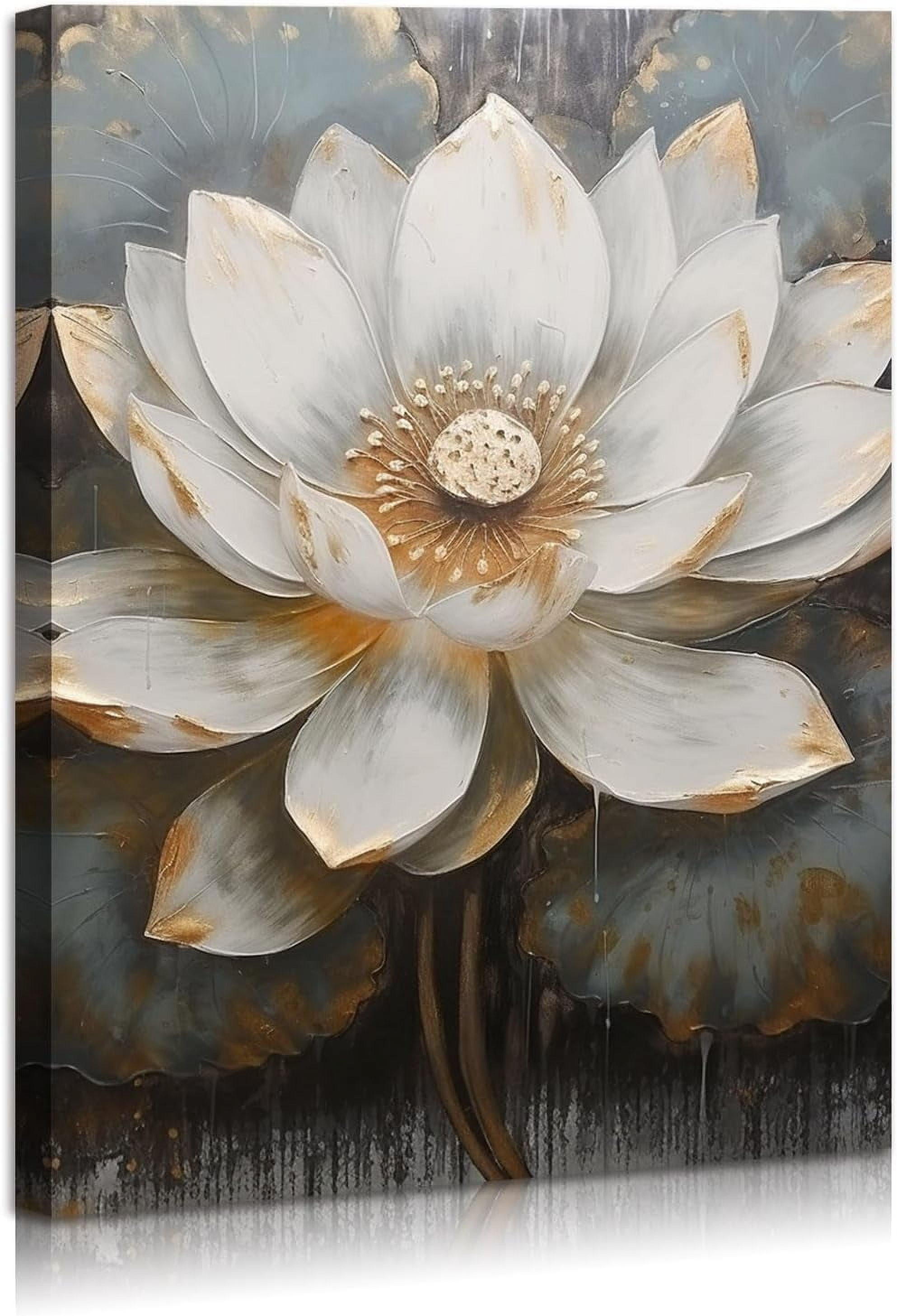 AatoeaX Lotus Wall Art Modern Zen High-Definition Canvas Print Lotus ...