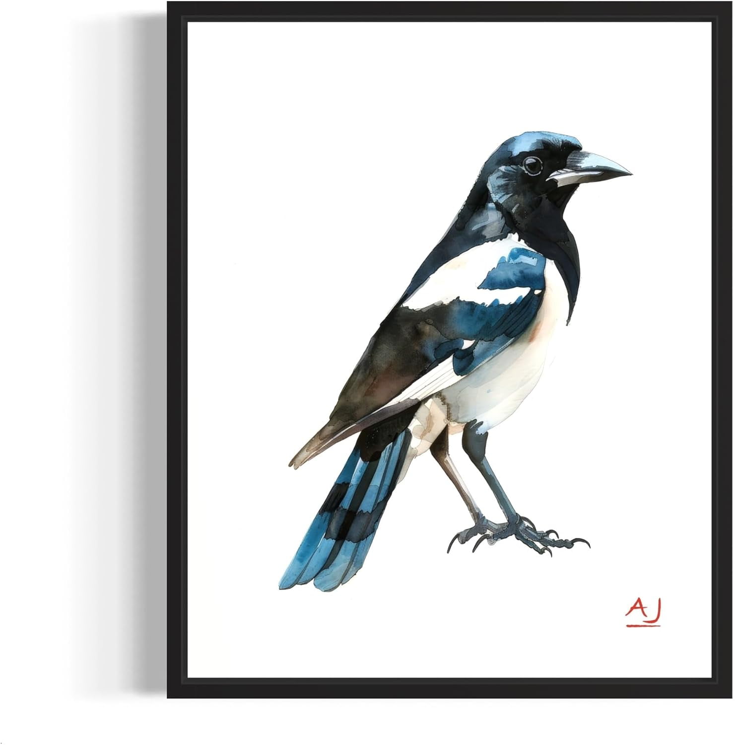AatoeaX Magpie Art Print Poster, Bird Watercolor Painting, Nature ...