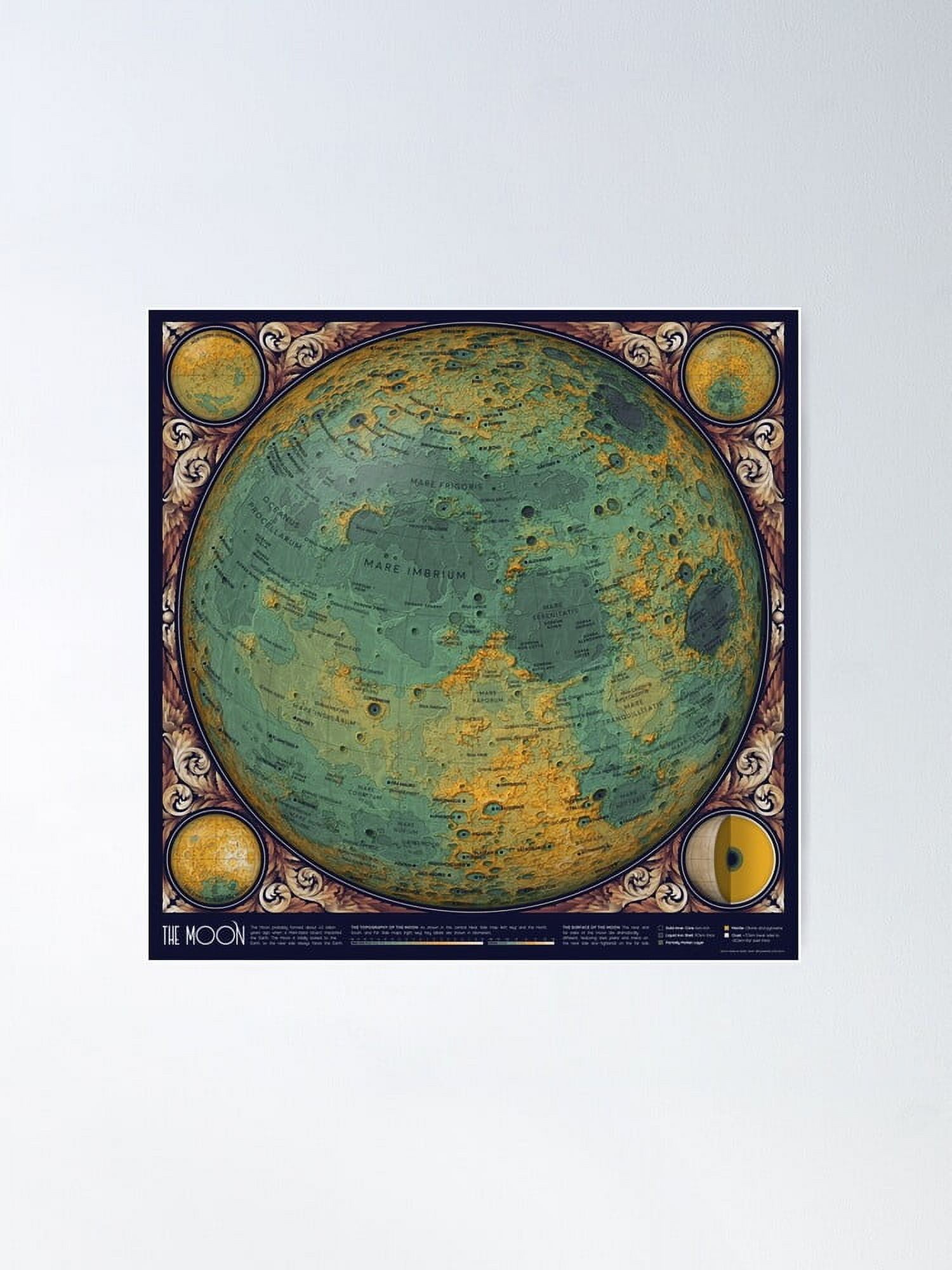 AatoeaX A Map of the Moon Poster Modern Wall Art Canvas Poster ...