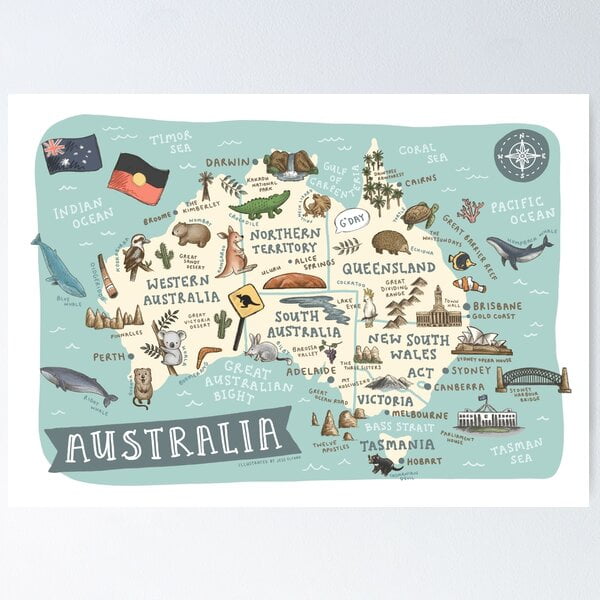 AatoeaX Map of Australia Poster Aesthetic Home Decor – Perfect for ...