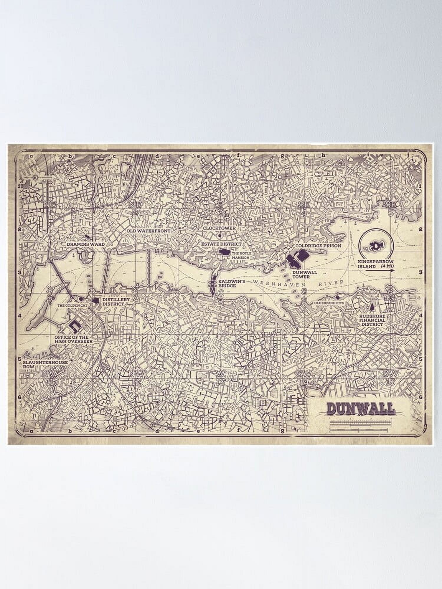 AatoeaX Map of Dunwall Poster Modern Wall Art Canvas Poster – Aesthetic ...