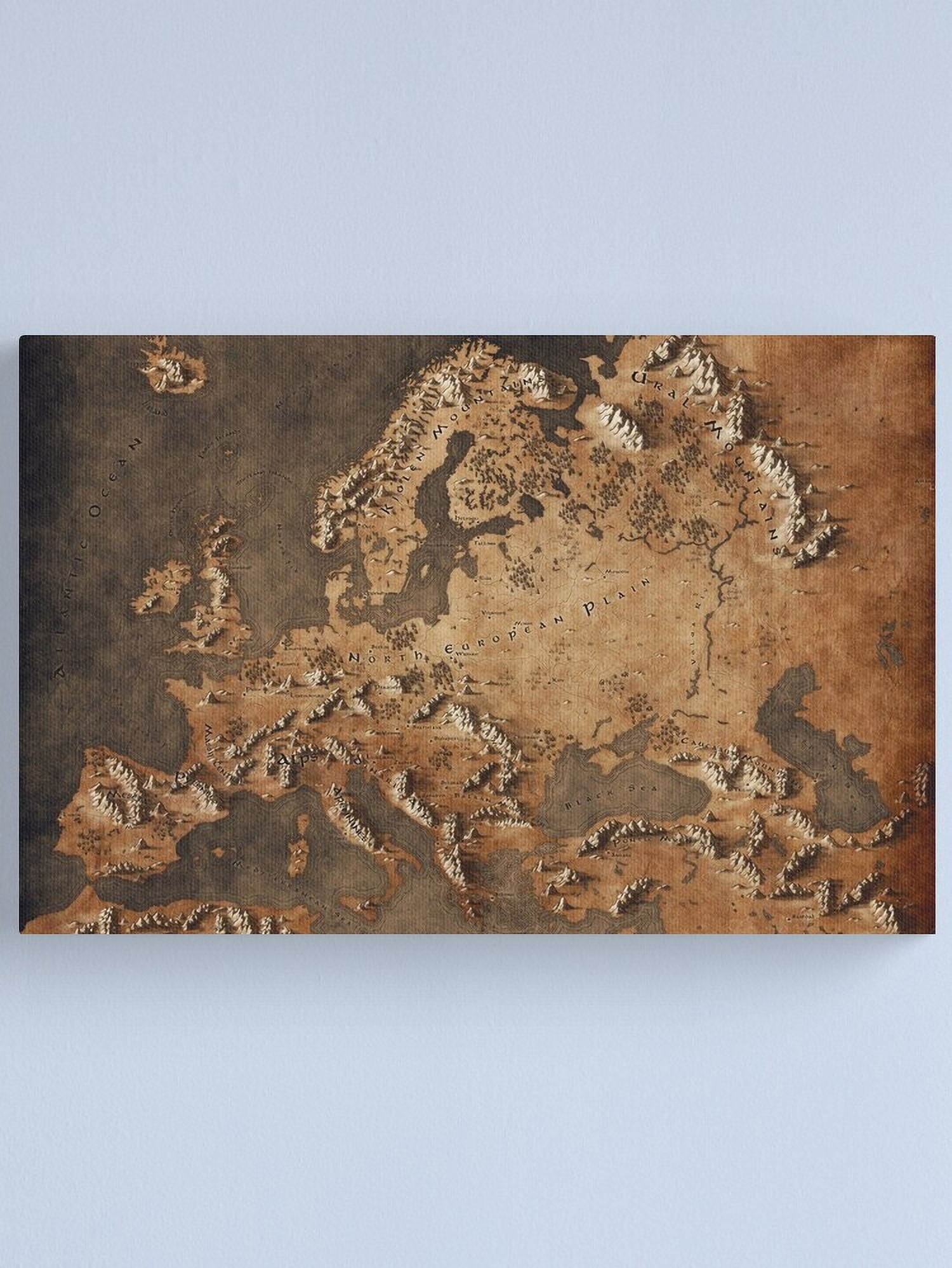 AatoeaX Map of Europe - Fantasy Theme Canvas Print Aesthetic Home Decor ...