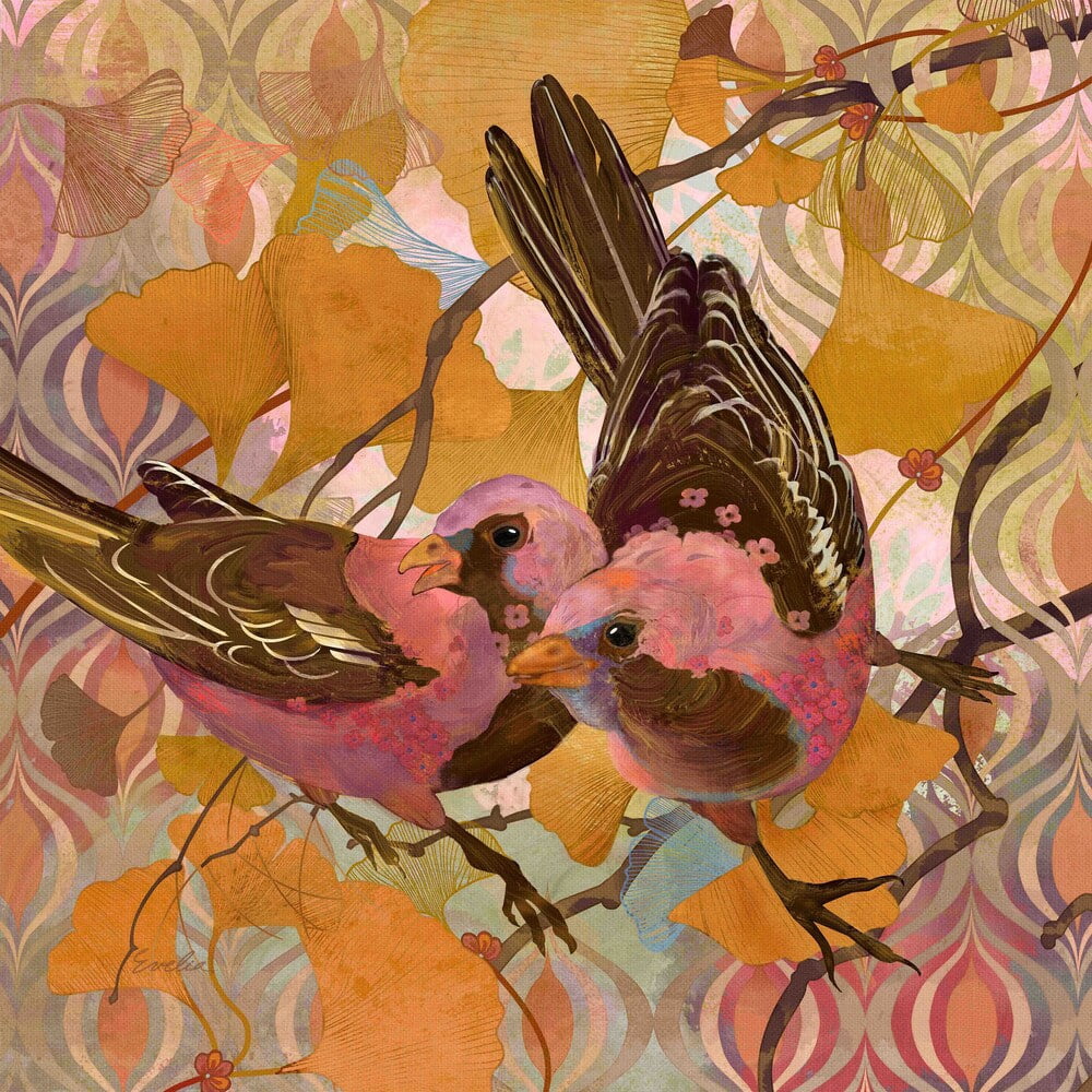 AatoeaX Marmont Hill - Gingko Modern Birds Painting Print on Canvas ...