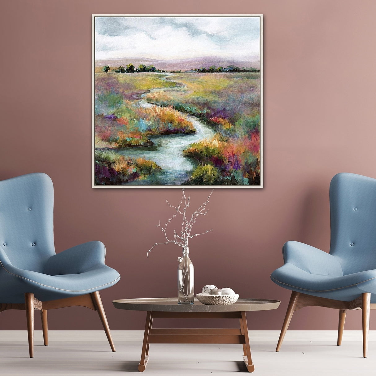AatoeaX Meandering Stream - Giclee on Canvas Modern Wall Art Canvas Poster – Aesthetic Print for ...