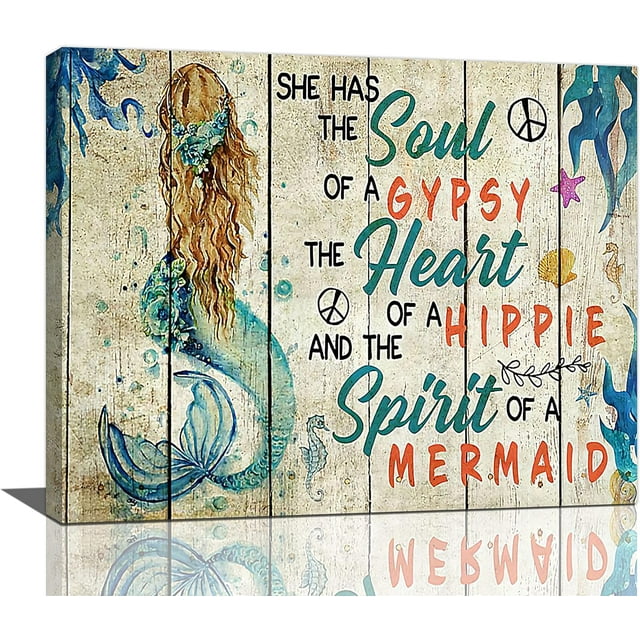 AatoeaX Mermaid Wall Art Motivational Mermaid Canvas Prints Painting ...