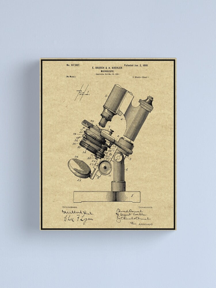 AatoeaX Microscope Science Vintage Patent 1899 Canvas Print Modern Wall Art Canvas Poster ...