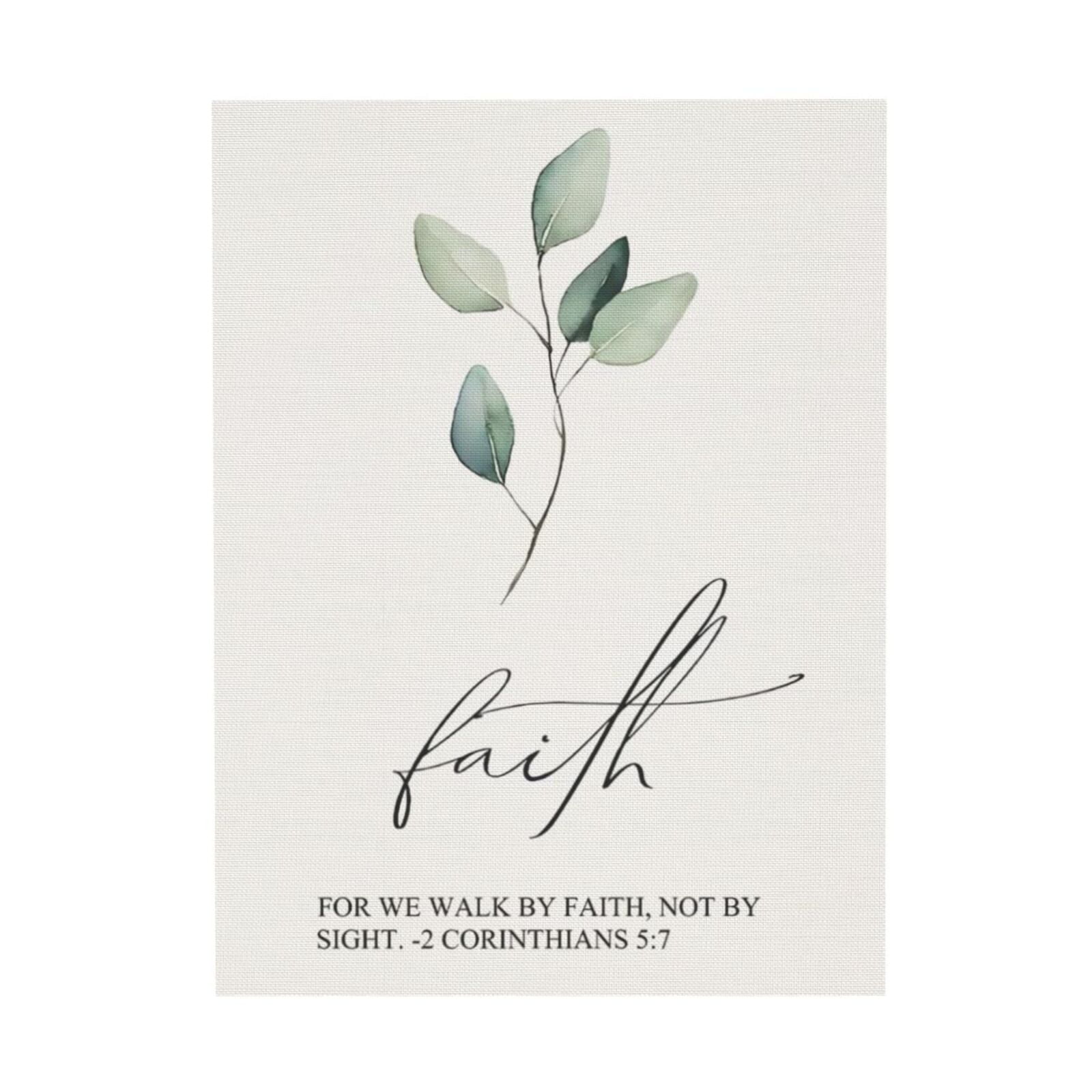 AatoeaX Minimalist Faith Eucalyptus Scroll, Simple Leaf Design, Linen Canvas, Easy - Hang Wooden ...